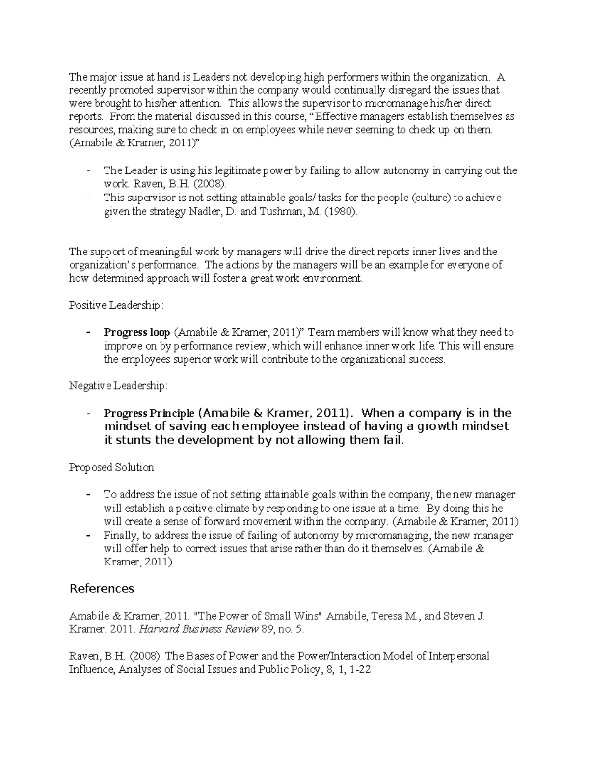 Module 1-Progress loop - The major issue at hand is Leaders not ...