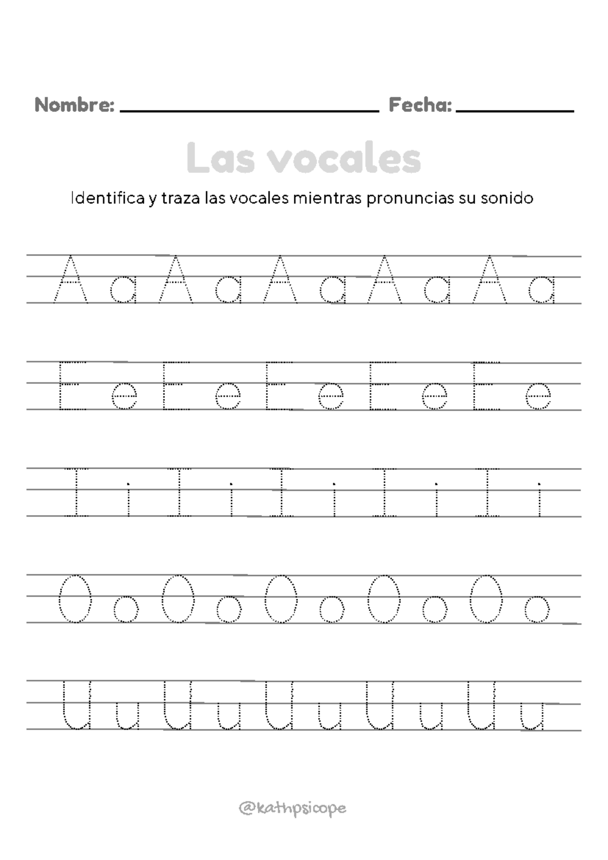 Vocales Trazos - Fichas pedagógicas - Diseño curricular - Nombre: Fecha ...
