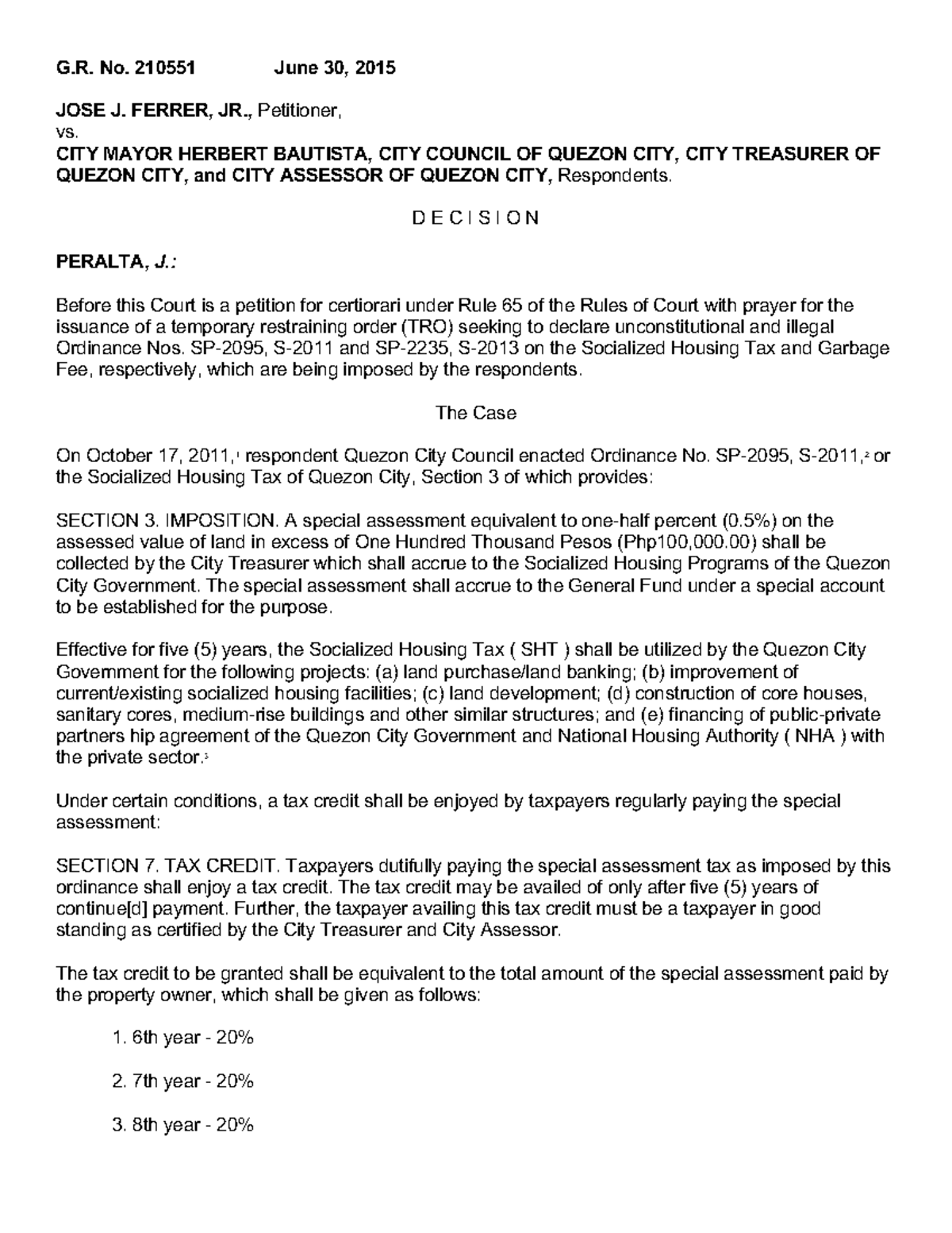 1 ferrer v bautista - CASE DIGESTS - G. No. 210551 June 30, 2015 JOSE J ...