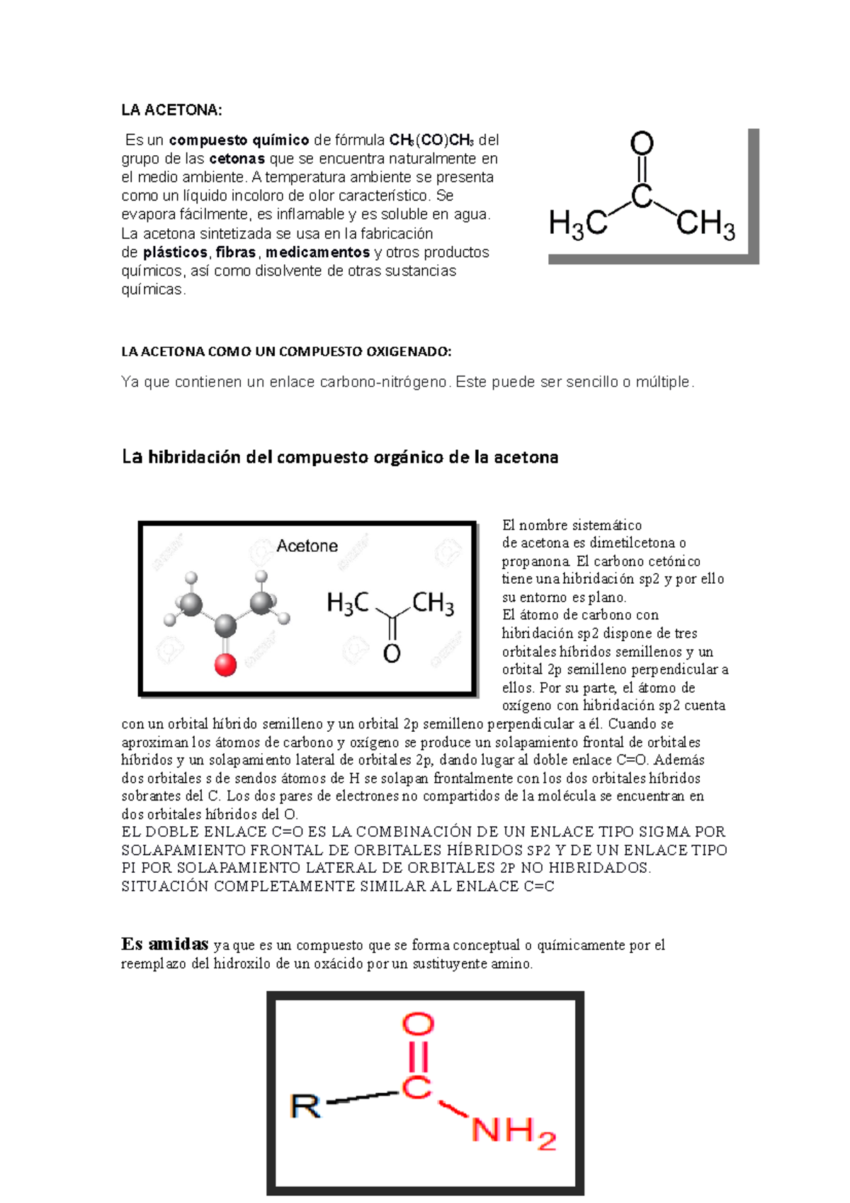 LA Acetona - LA ACETONA: Es un compuesto químico de fórmula CH 3 (CO)CH ...