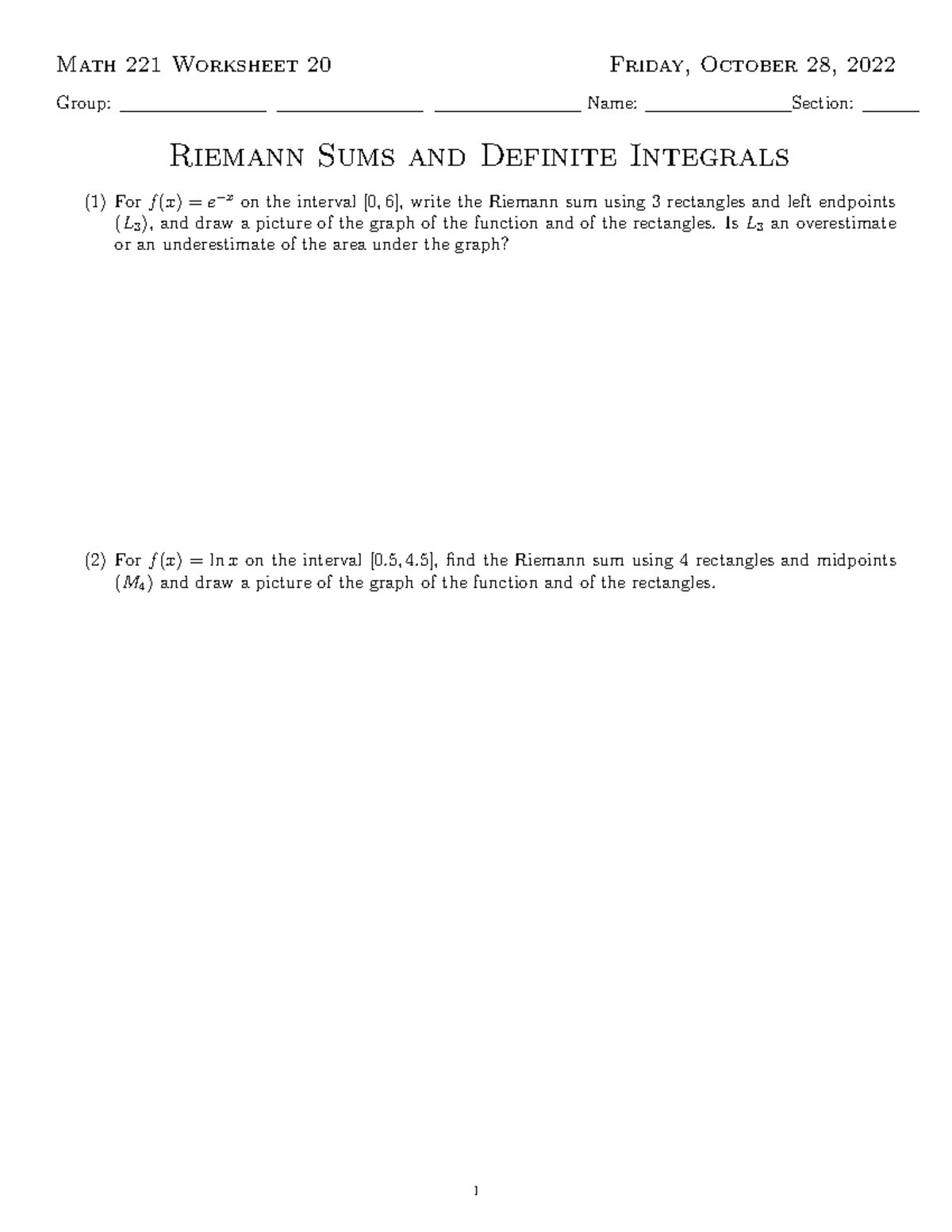WS20 102822 - Fundamental Theorem of Calculus - Math 221 Worksheet 20 ...