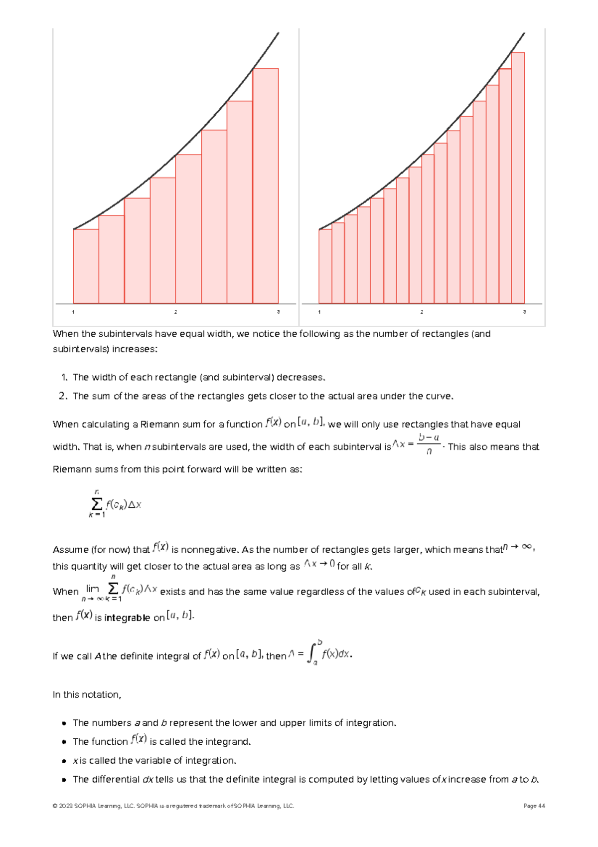 Calculus l Unit 5 Tutorials PDF - When the subintervals have equal width, we notice the ...