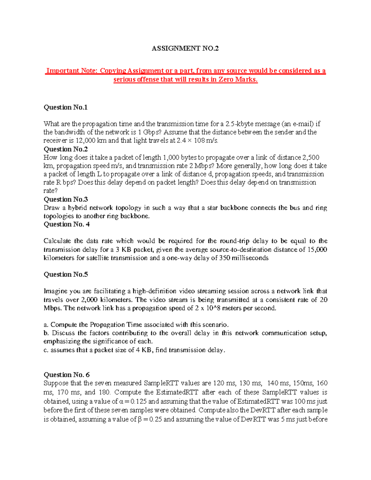 Selected Questions for Assignment No - ASSIGNMENT NO. 2 Important Note ...