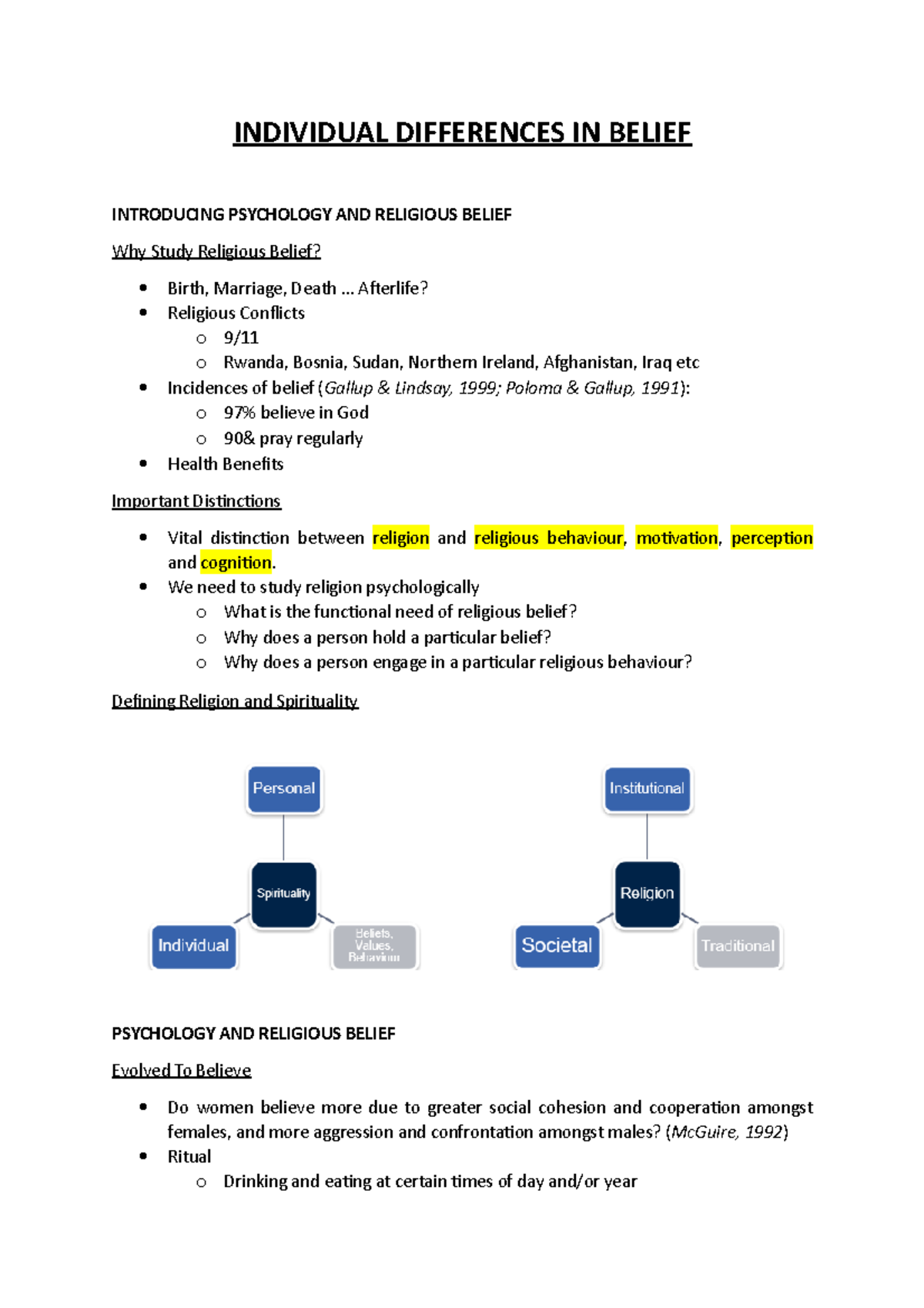 Individual Differences in Belief - INDIVIDUAL DIFFERENCES IN BELIEF ...