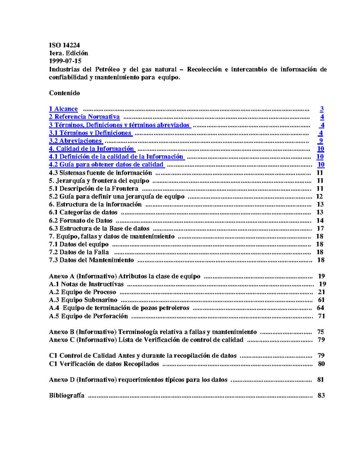 Lectura ISO 14224 Oreda espanol - 1era. Edición Industrias del Petróleo ...