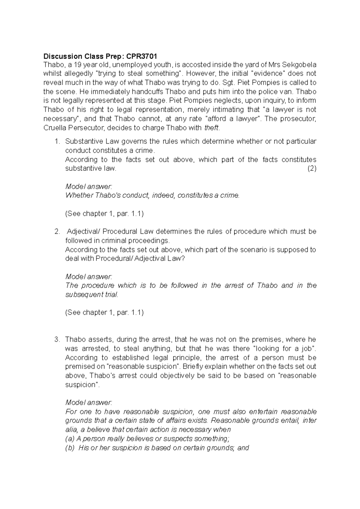 Discussion Class Prep (1)- QA - Discussion Class Prep: CPR Thabo, a 19 ...