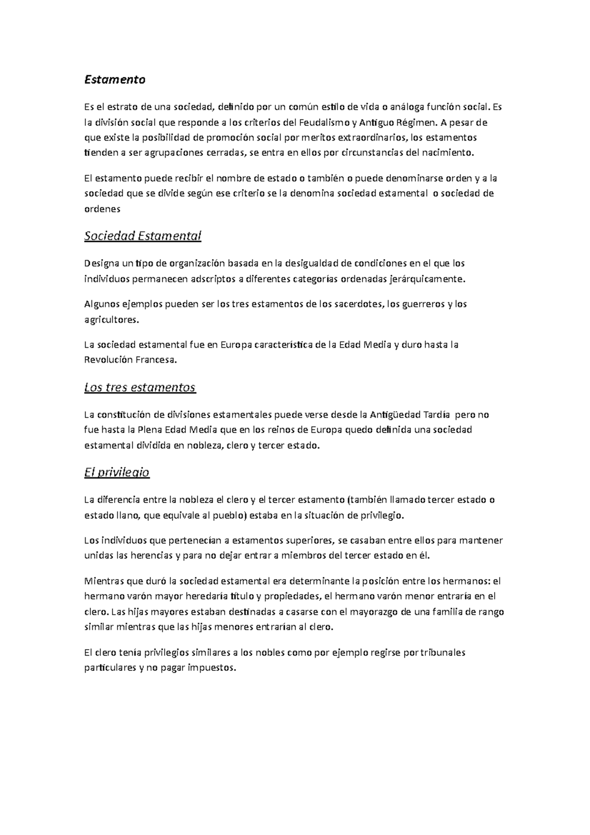 Estado - Estamento y privilegio - Estamento Es el estrato de una ...