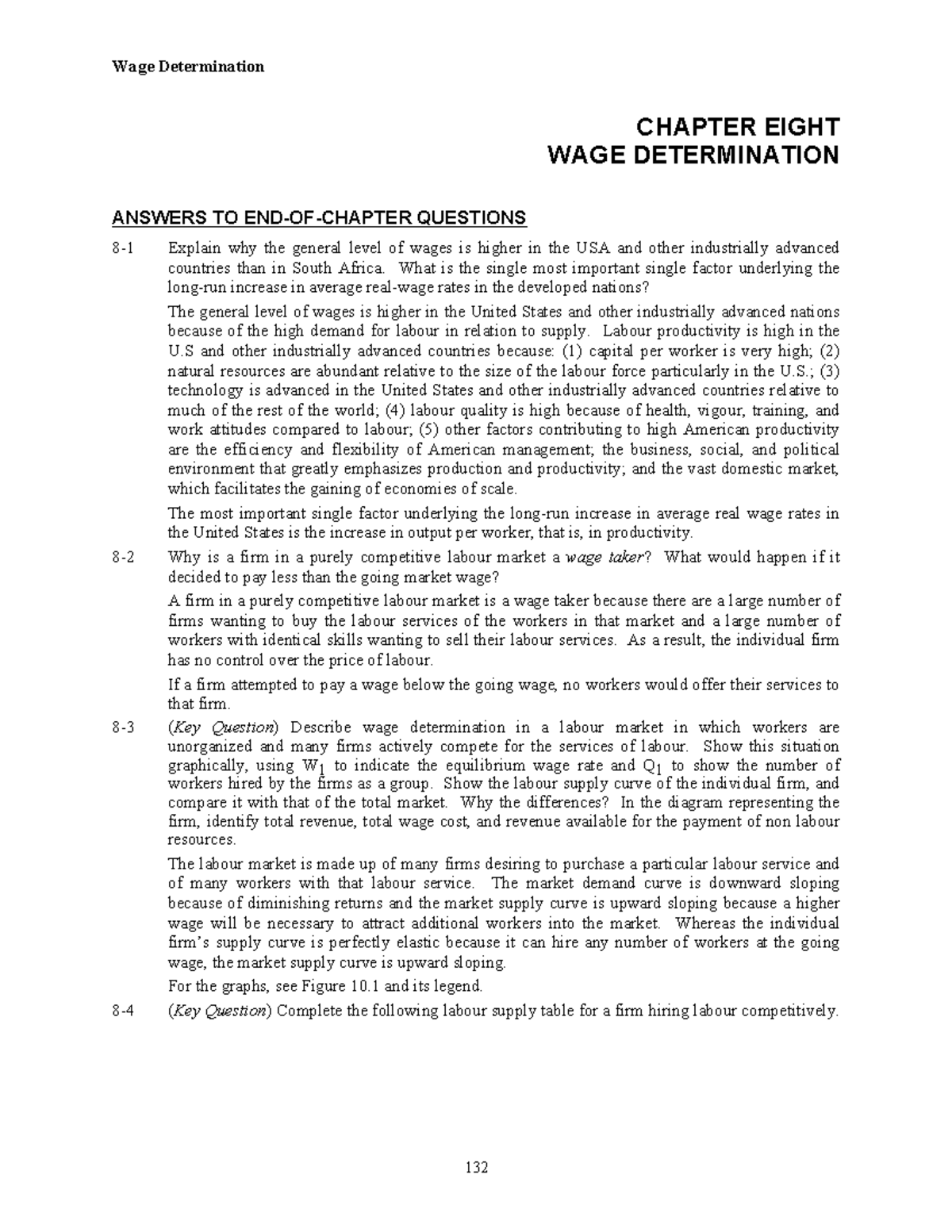 Chapter 8 EOCQ - Review questions - CHAPTER EIGHT WAGE DETERMINATION ...