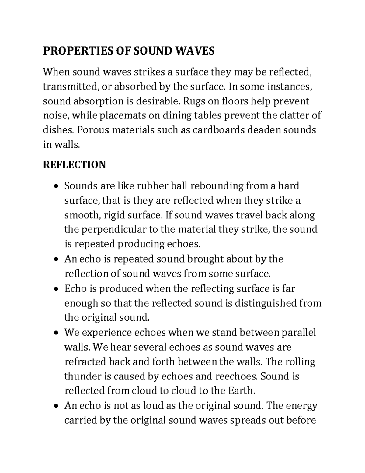 Properties of Sound Waves - PROPERTIES OF SOUND WAVES When sound waves ...