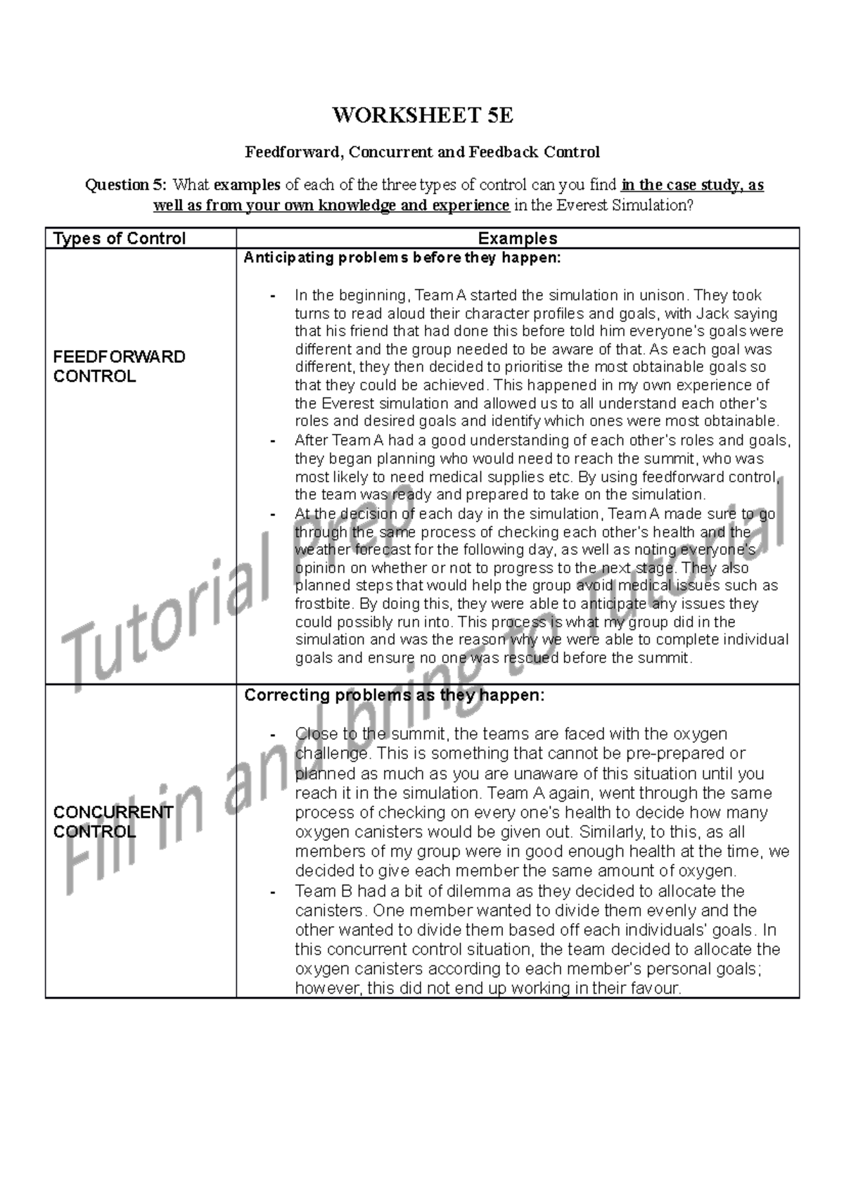 2. Tale of Two Teams (A) Worksheet E - Tutorial PREP - WORKSHEET 5E ...