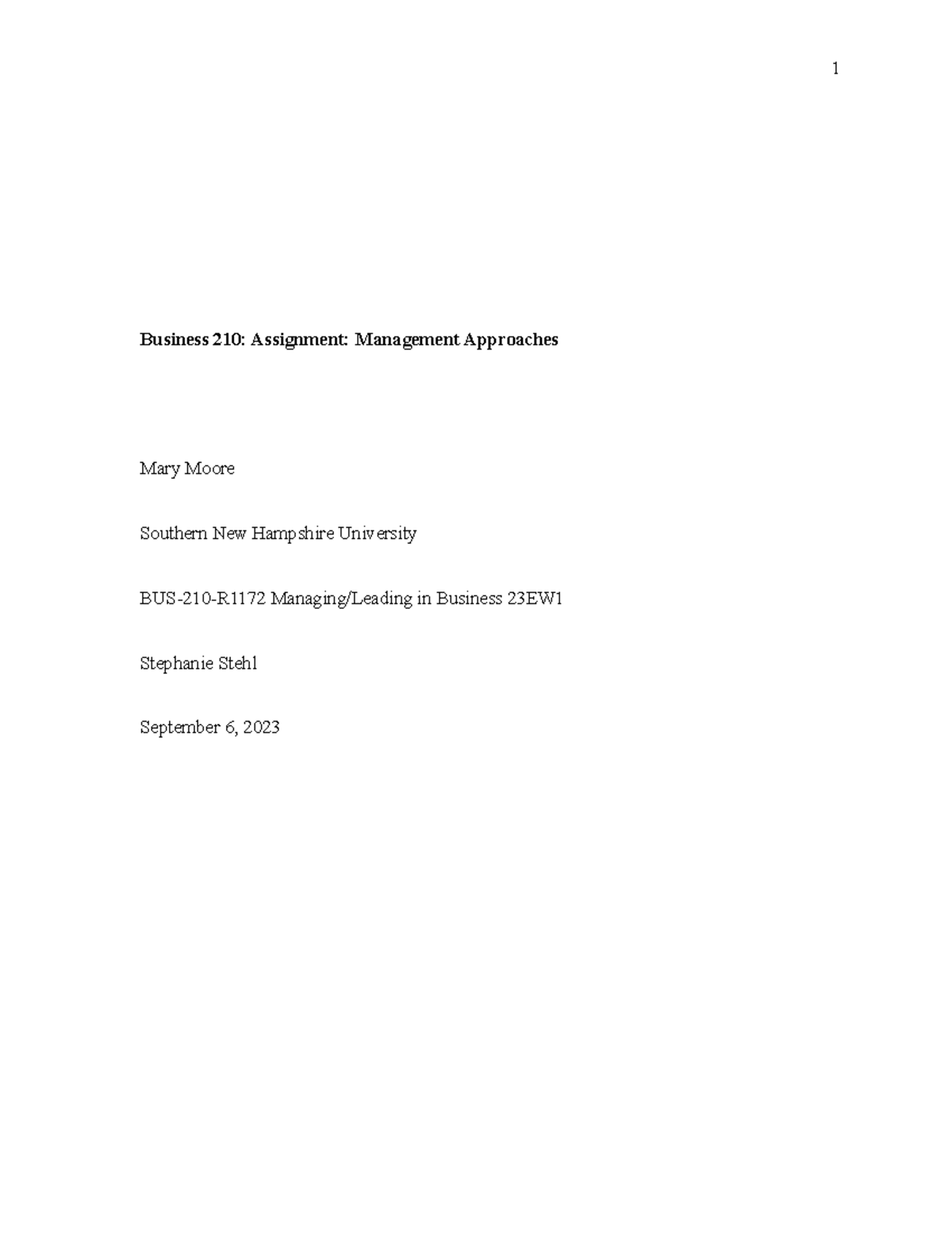 2-3 management approaches - Business 210: Assignment: Management ...