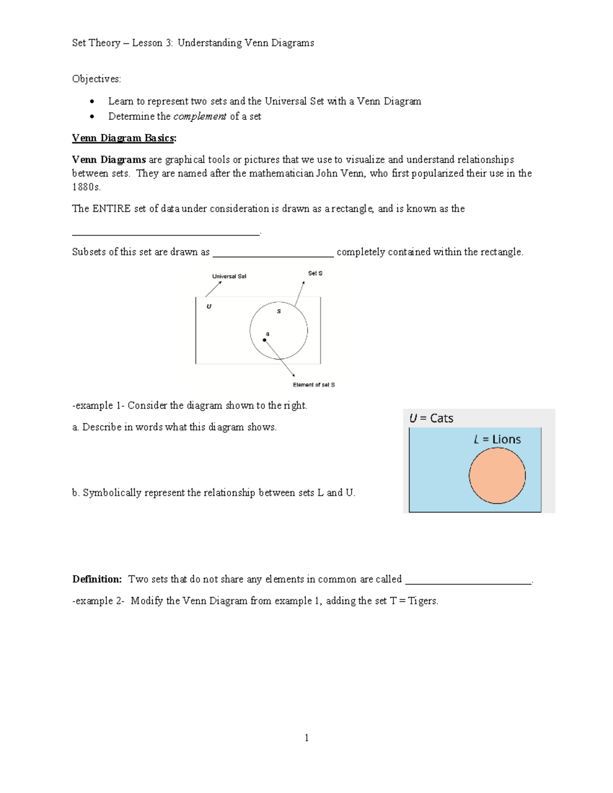 Sets Lesson 3 - Understanding Venn Diagrams - Set Theory – Lesson 3 ...