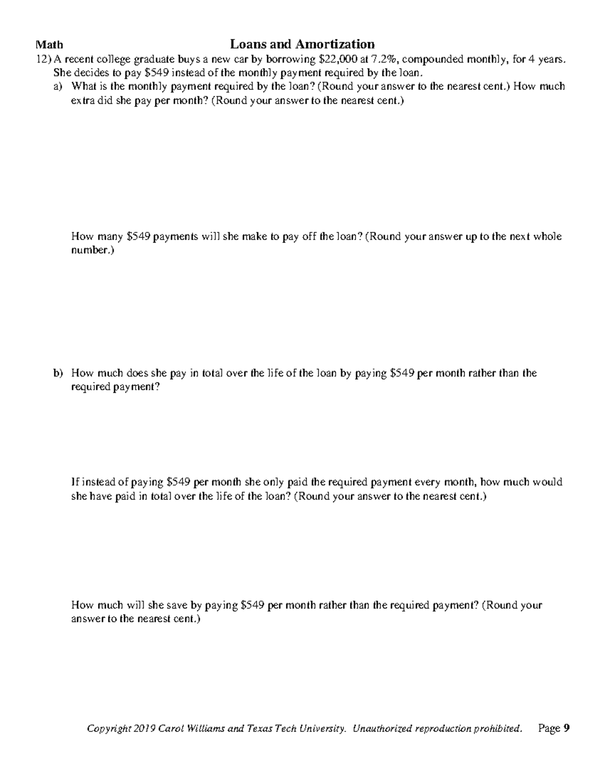 126116899 - Intro to Math Analysis 1330 - Math Loans and Amortization ...