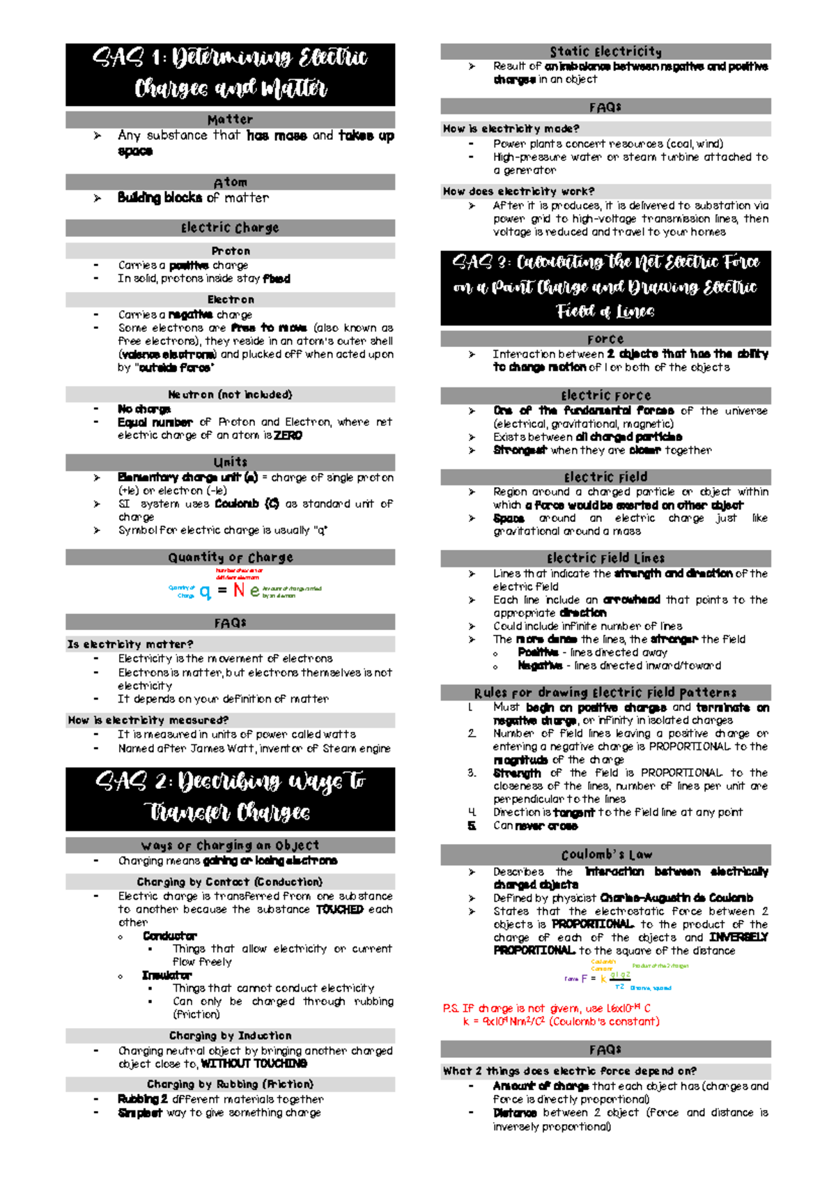 Physics - SAS 1: Determining Electric Charges and Matter Matter Any ...