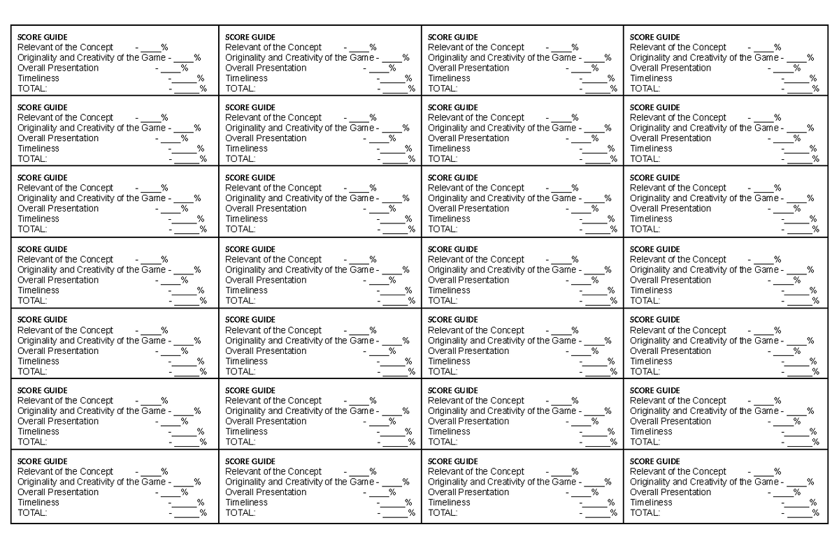 Rubrics Group ACT 100PTS - SCORE GUIDE Relevant of the Concept ...