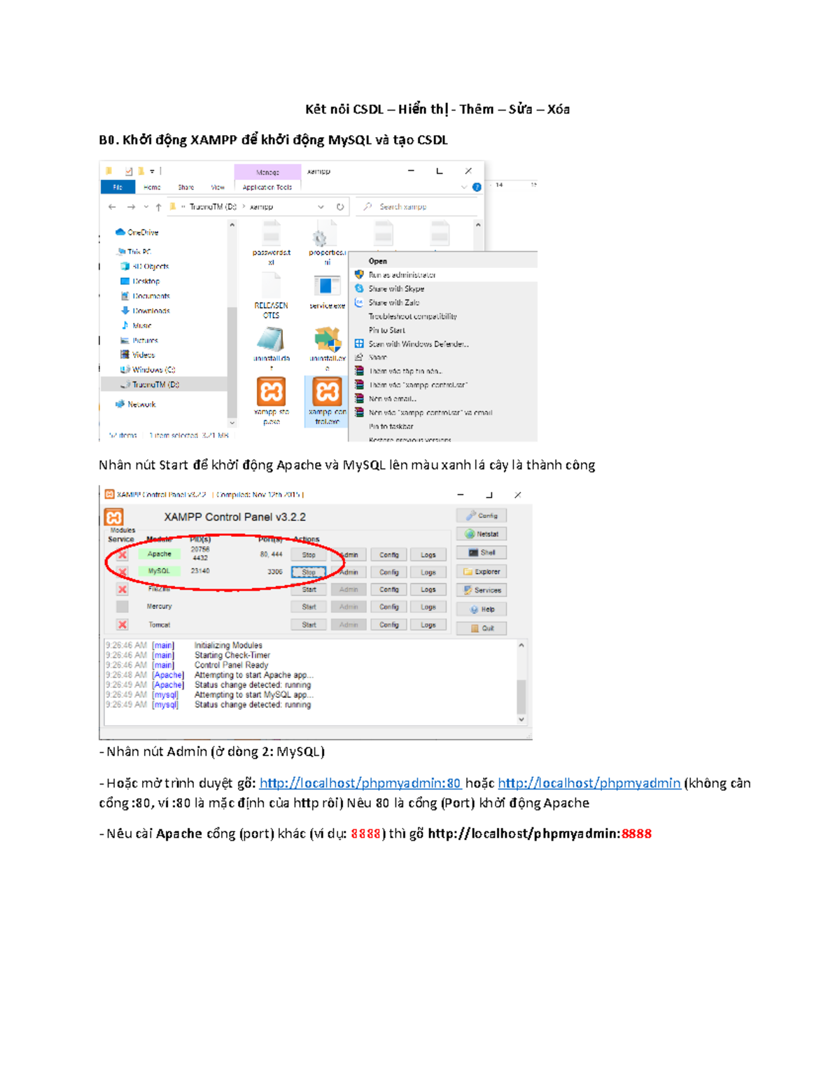 Thực hành Kết nối CSDL - Hiển thị - Thêm - Sửa - Xóa dữ liệu - Kếết nốếi CSDL – Hi n th - Thếm ...