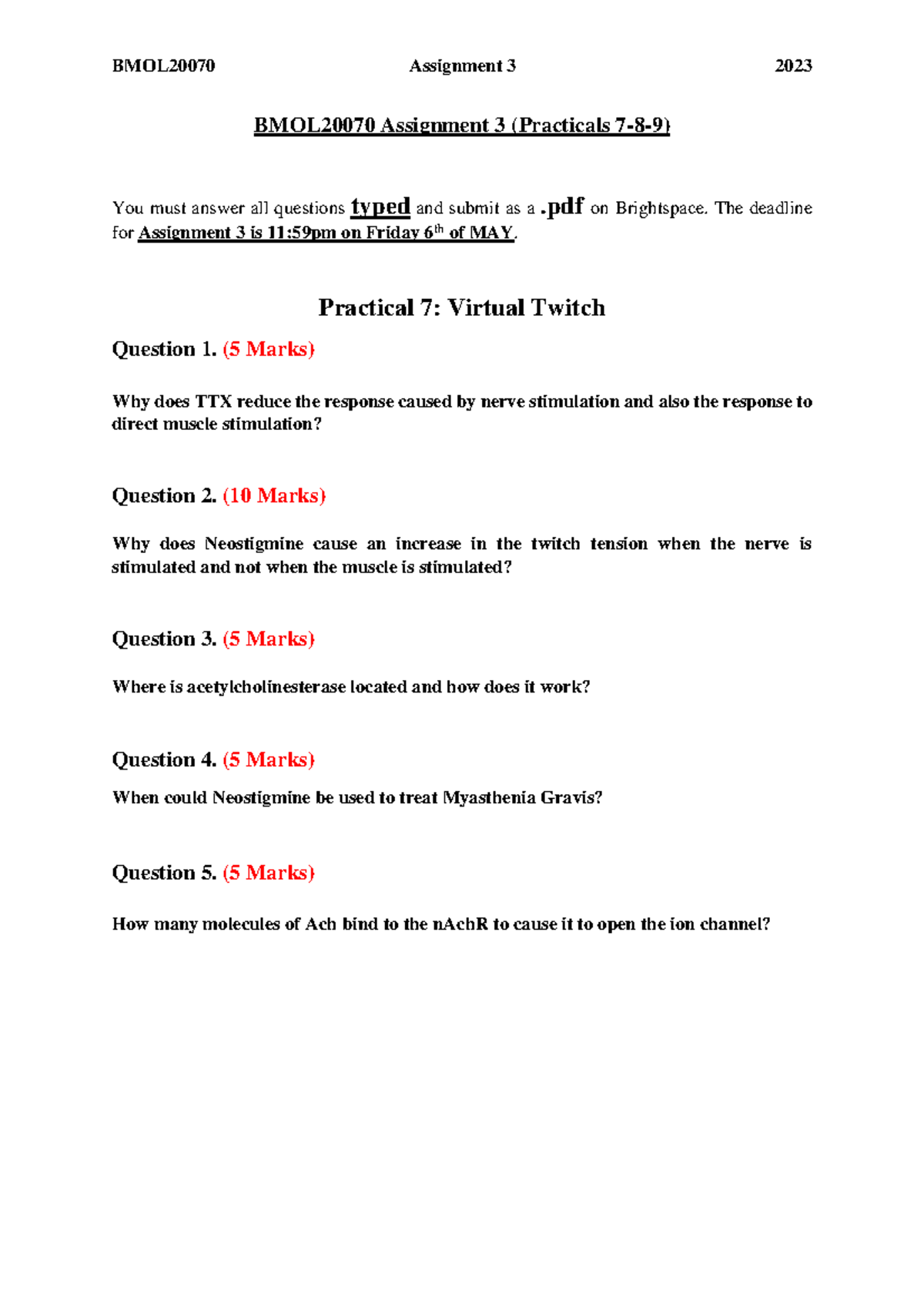 Assignment 3 2023 - BMOL20070 Assignment 3 2023 BMOL20070 Assignment 3 (Practicals 7-8-9) You ...