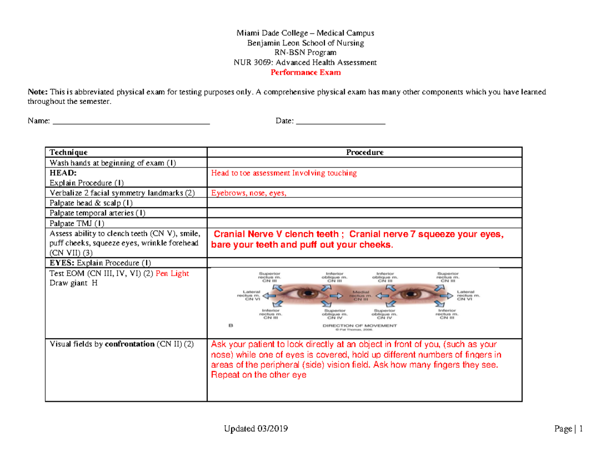 Head to toes Study Guide - Miami Dade College – Medical Campus Benjamin ...
