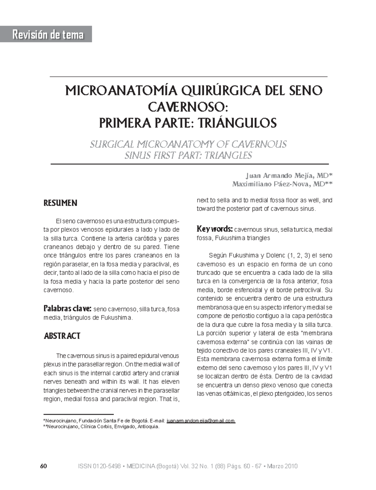 anatomia del seno cavernoso - MICROANATOMÍA QUIRÚRGICA DEL SENO ...