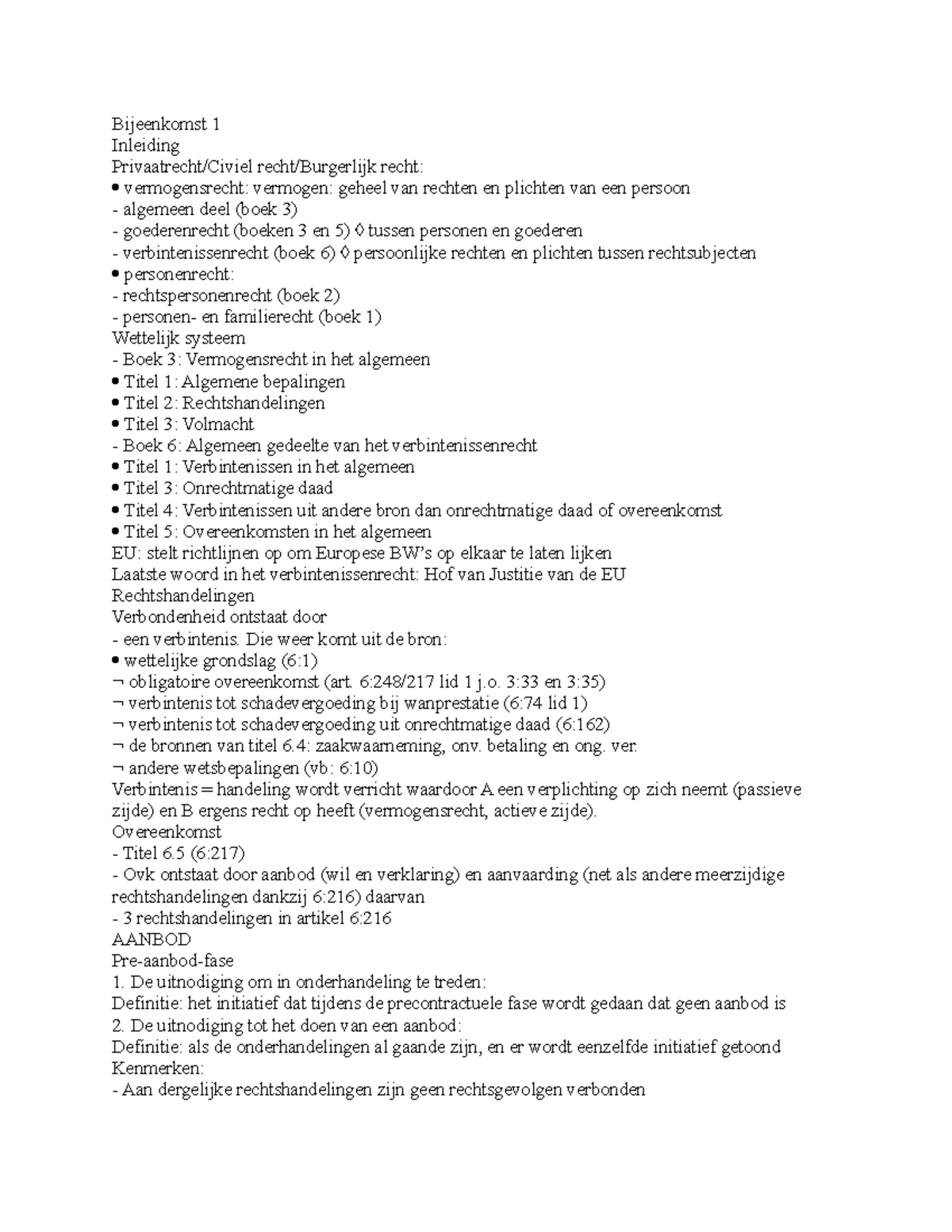 Rekt - Grade: 8,5 - Bijeenkomst 1 Inleiding Privaatrecht/Civiel recht ...
