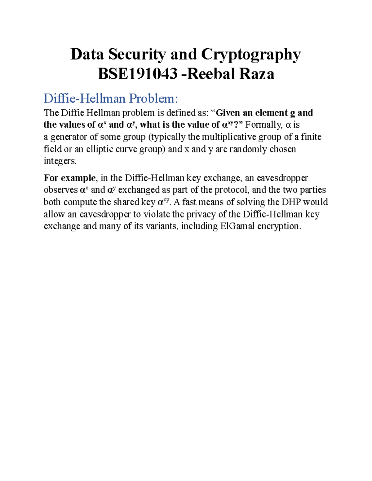 DSC Assignment 4 - none - Data Security and Cryptography BSE191043 ...