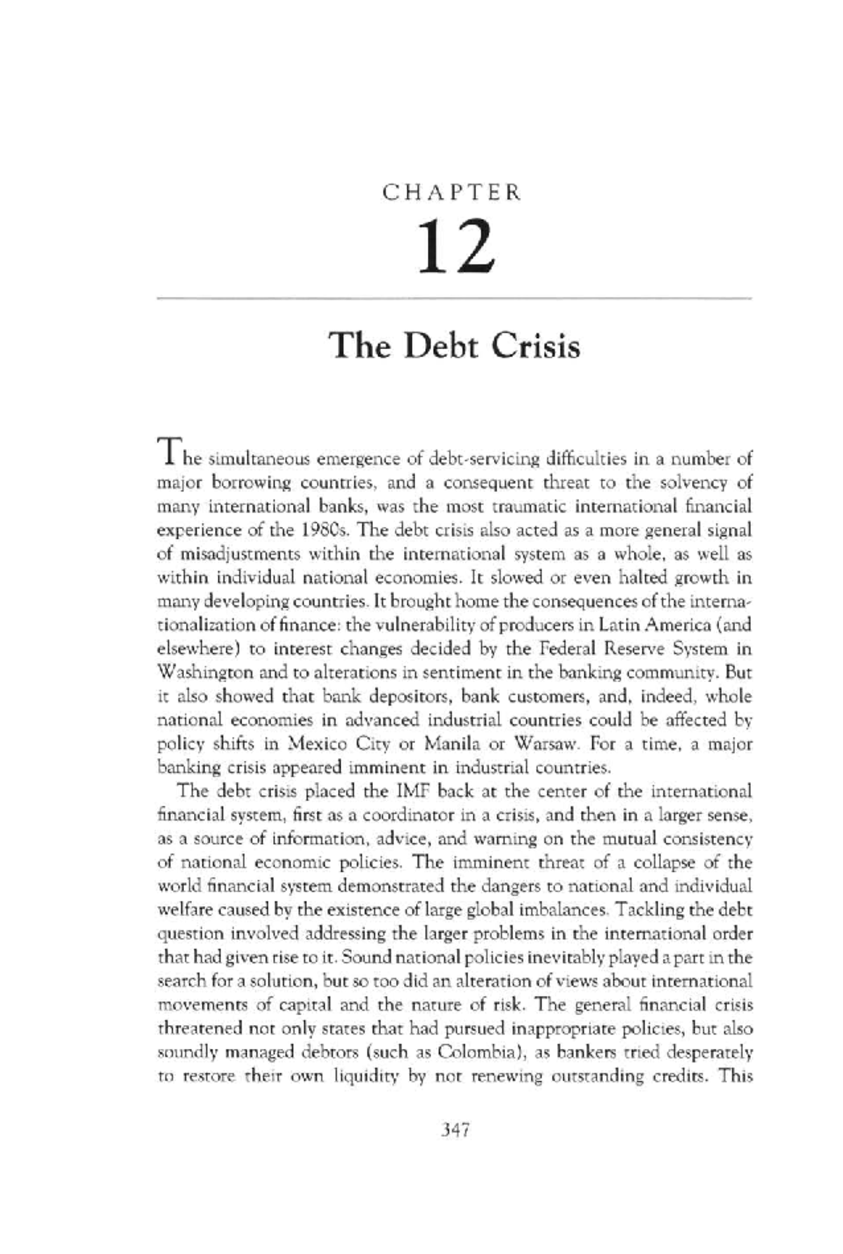 9781475506969-ch12 - aaaaaaaaaaaaaaa - CHAPTER 12 The Debt Crisis The ...