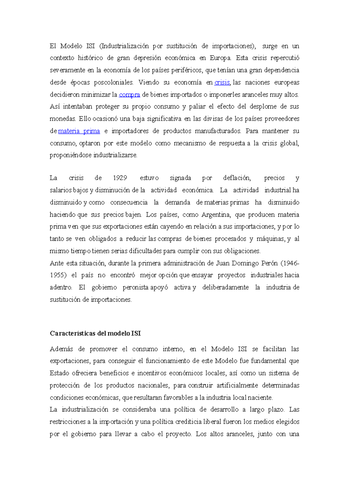 El Modelo ISI - El Modelo ISI (Industrialización por sustitución de ...