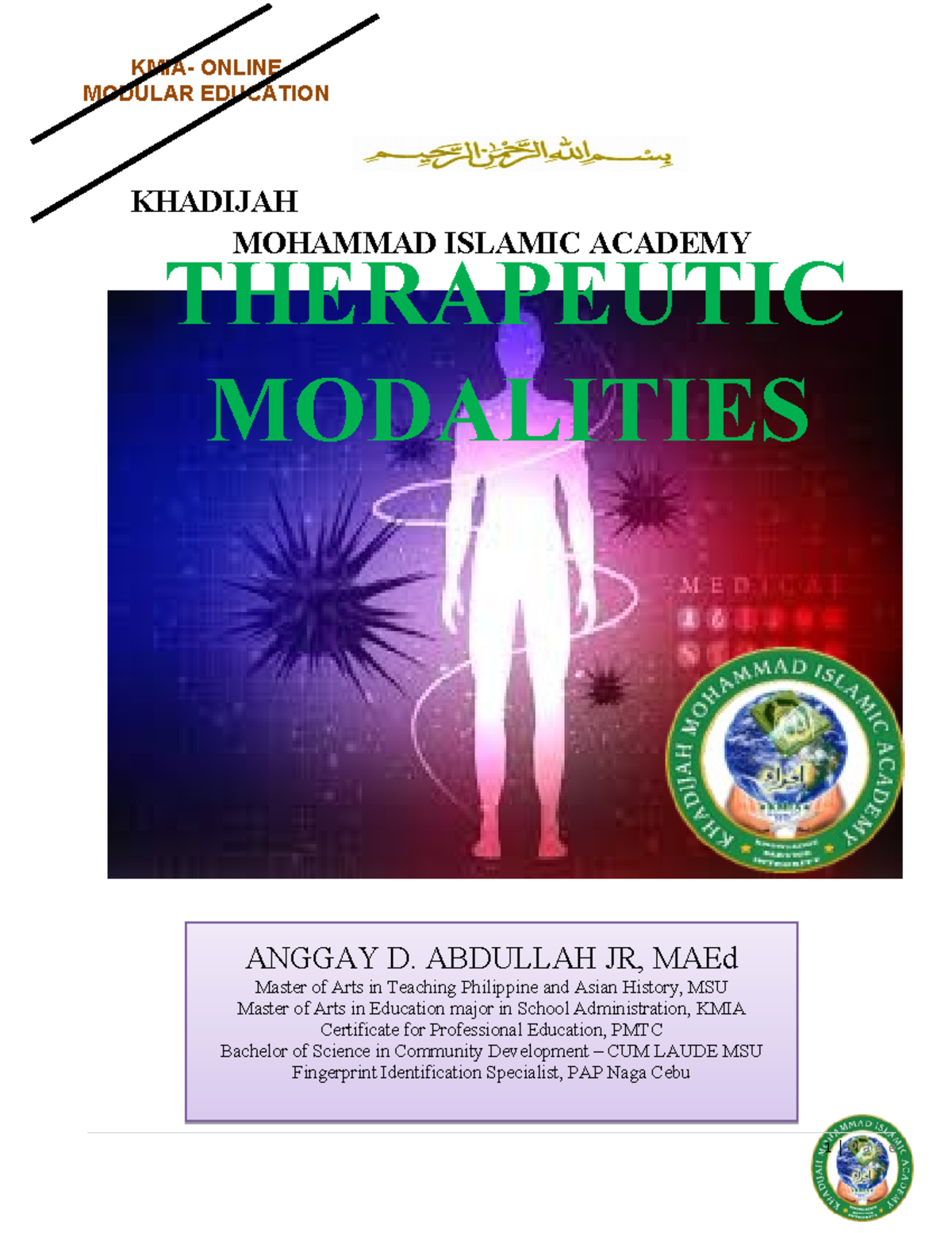 Therapeautic modalities program - KMIA- ONLINE MODULAR EDUCATION ...