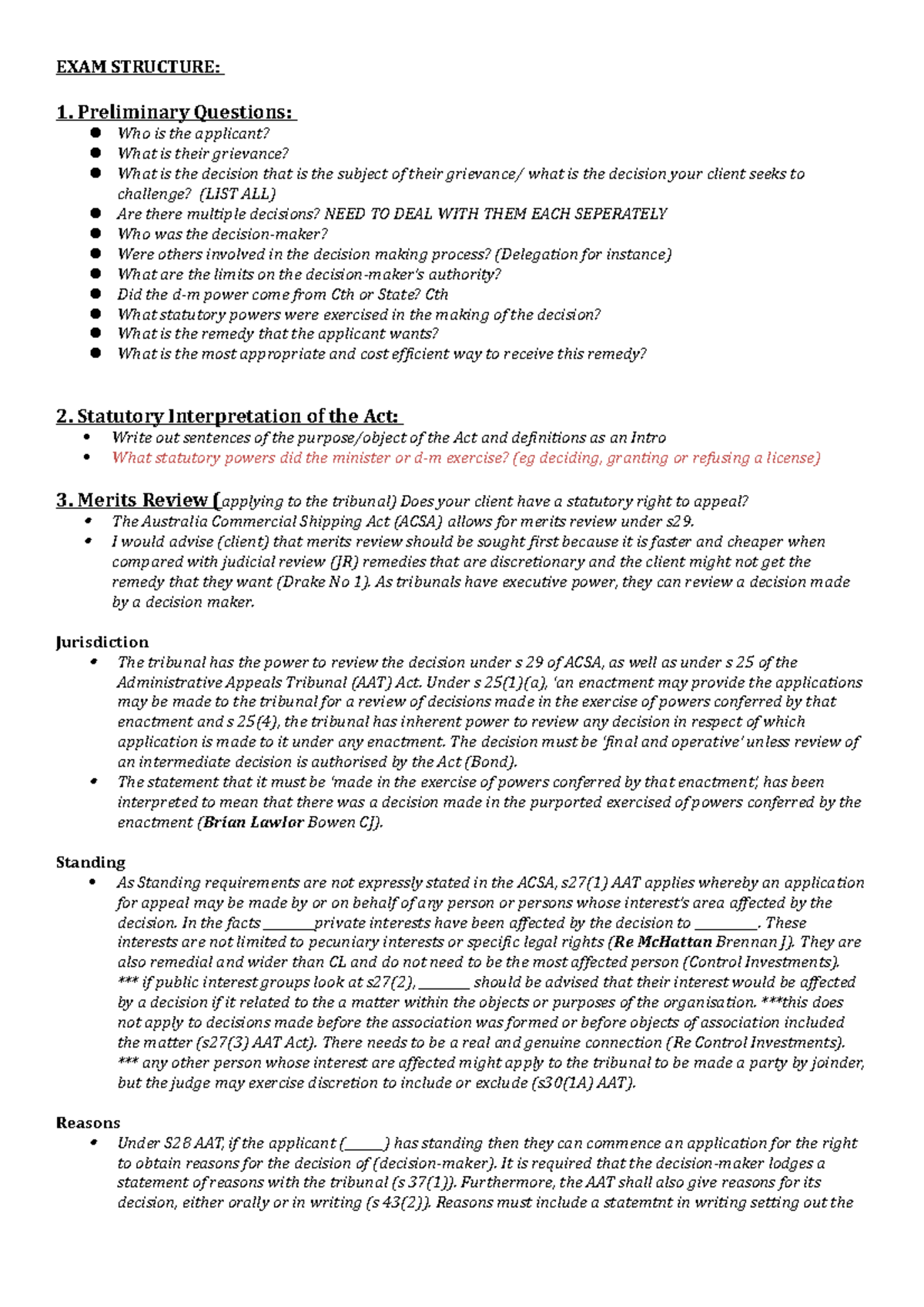 Admin-Exam-Structure - EXAM STRUCTURE: 1. Preliminary Questions: Who is ...