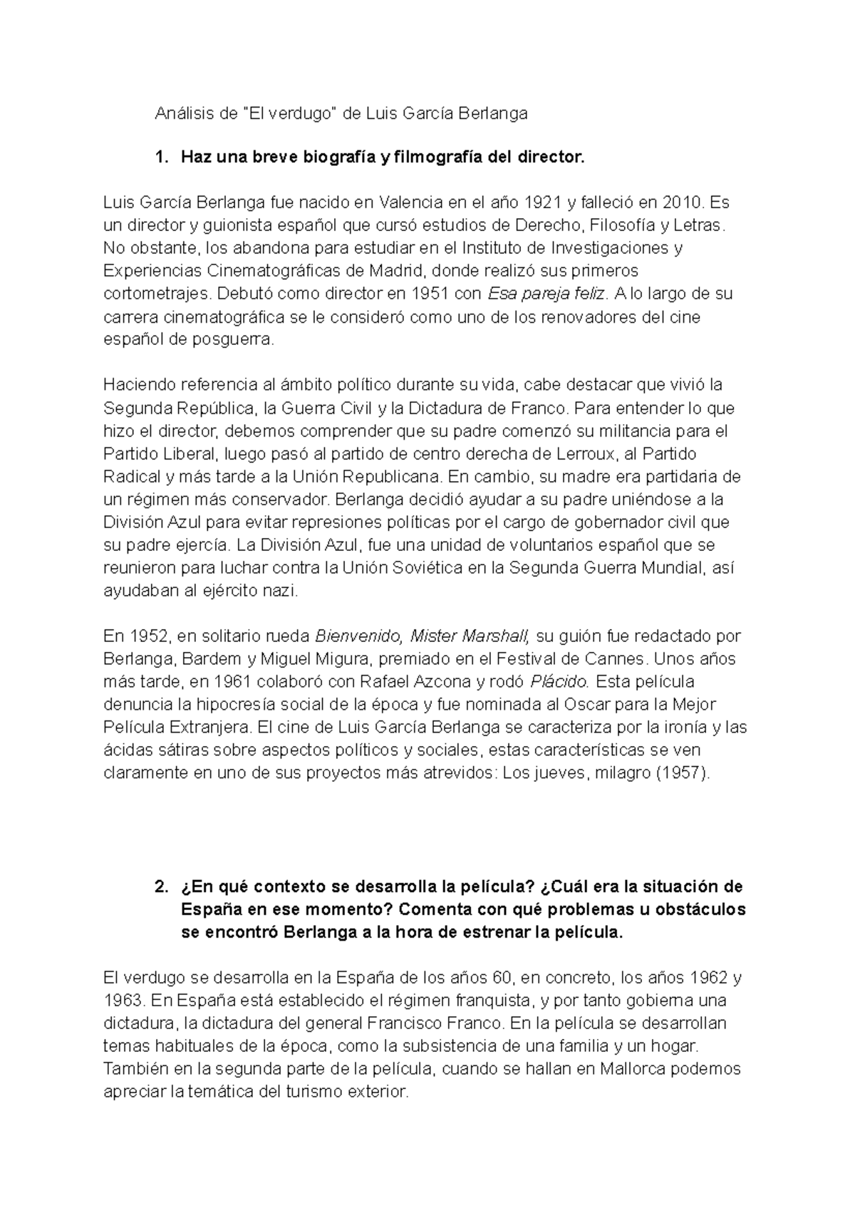 El verdugo - Análisis de “El verdugo” de Luis García Berlanga Haz una ...