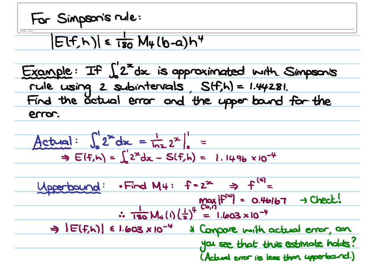 2.4 Local errors for rectangle rules - For rule: Note Title Elf,h M4 ...