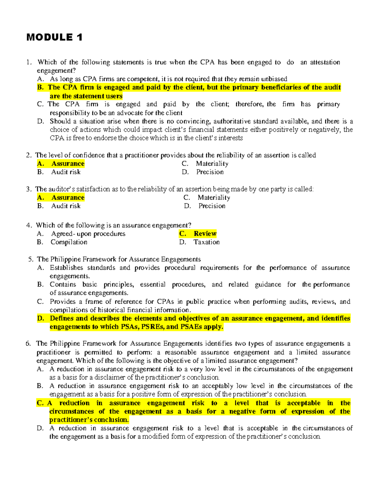 AUD-THEO-MCQ - Practice Tests in Aud Theo - MODULE 1 Which of the ...