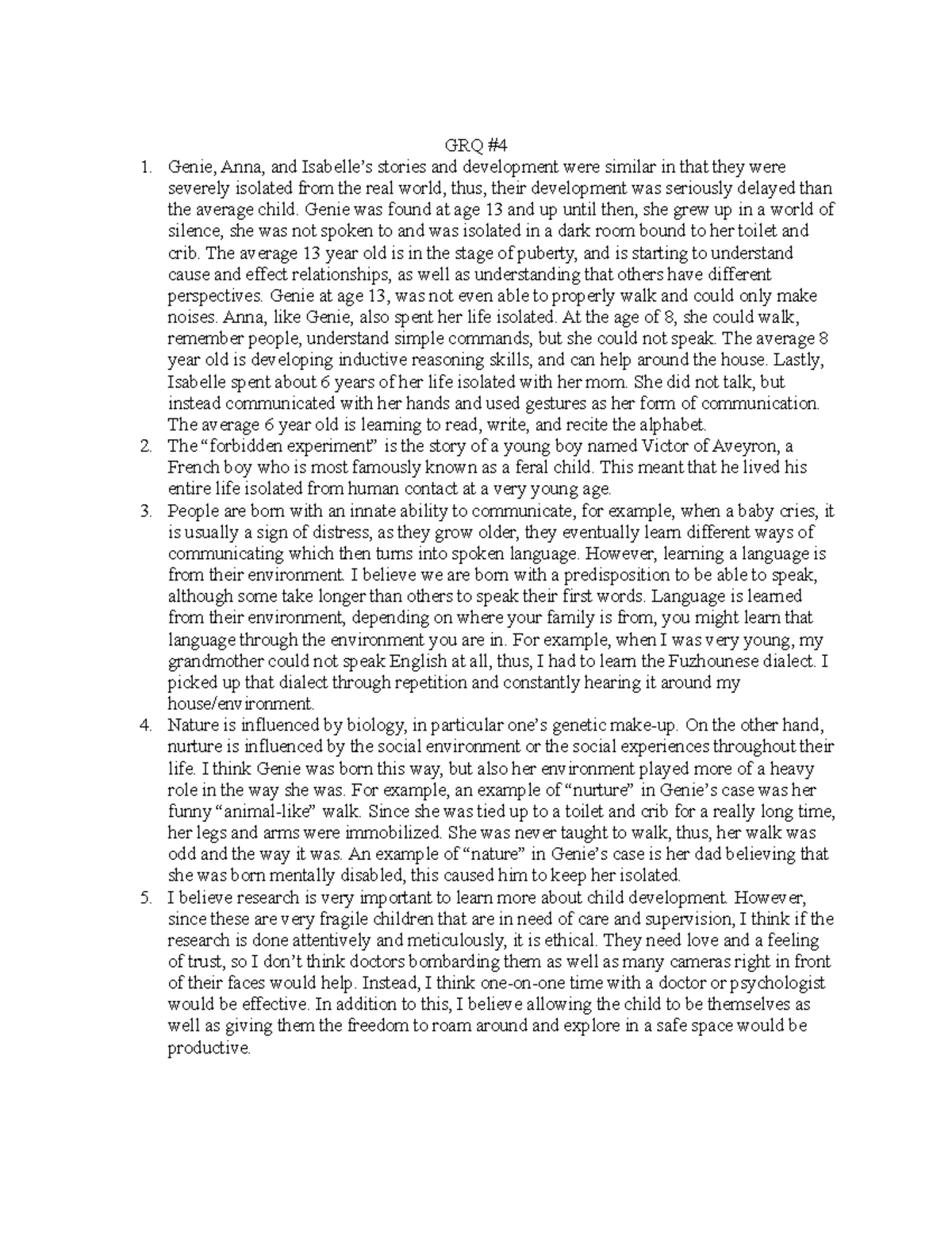 GRQ #4 - SOC 101. Guided Reading Assignment #4. 5/5 - GRQ Genie, Anna ...