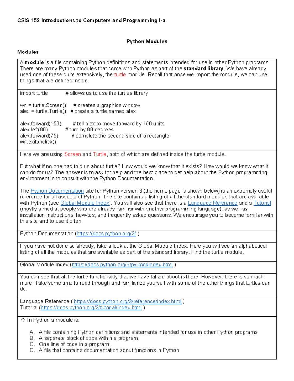 16. CSIS 152 2021-02-12-Modules - CSIS 152 Introductions to Computers ...