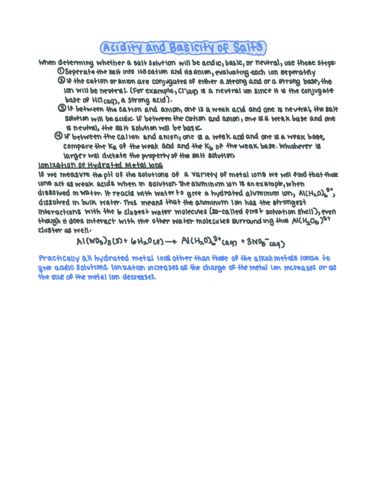 Acidity and Basicity of Salts - CI dETan Esteems whendetermingwhethera ...