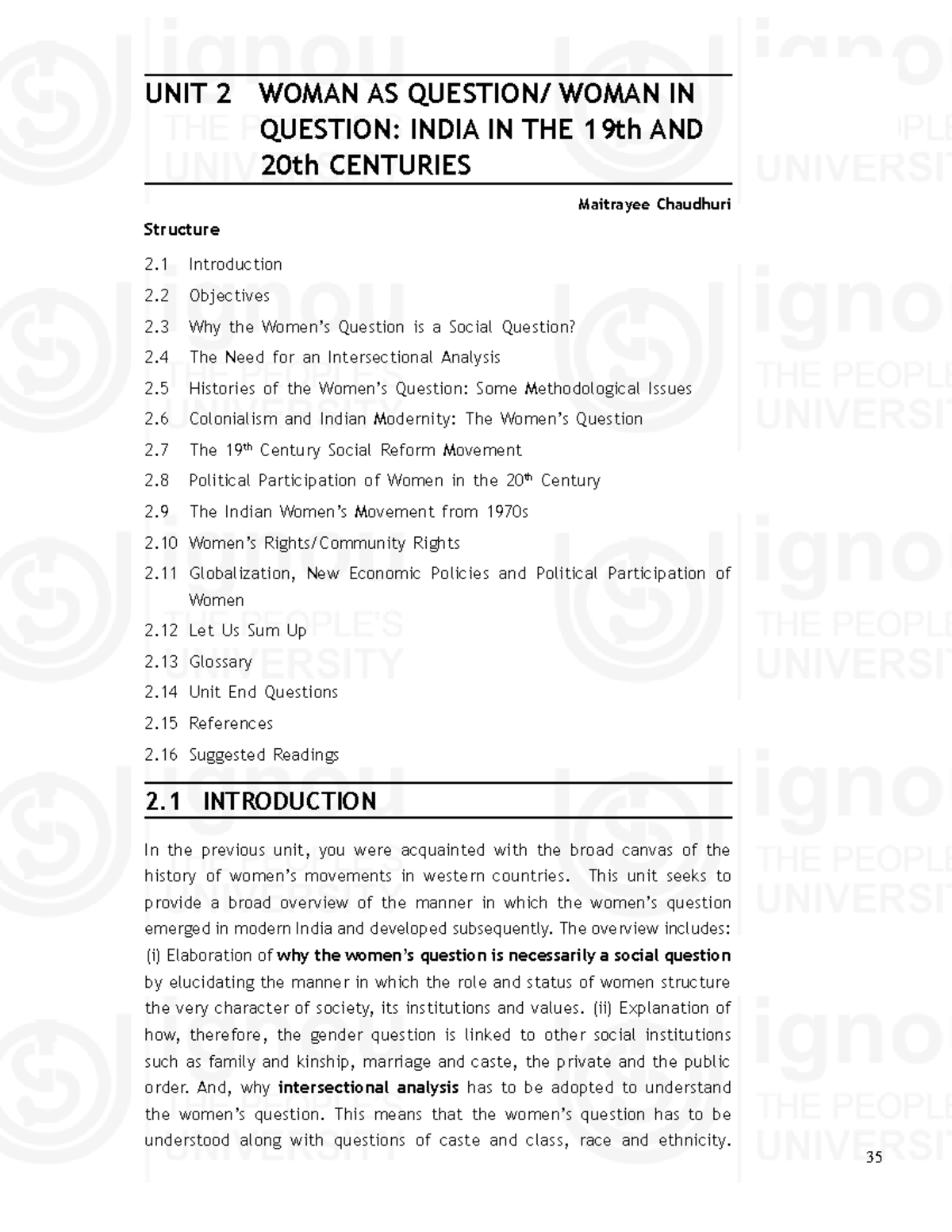 Unit-2 - ..,........... - Woman as Question/ Woman in Question in the ...