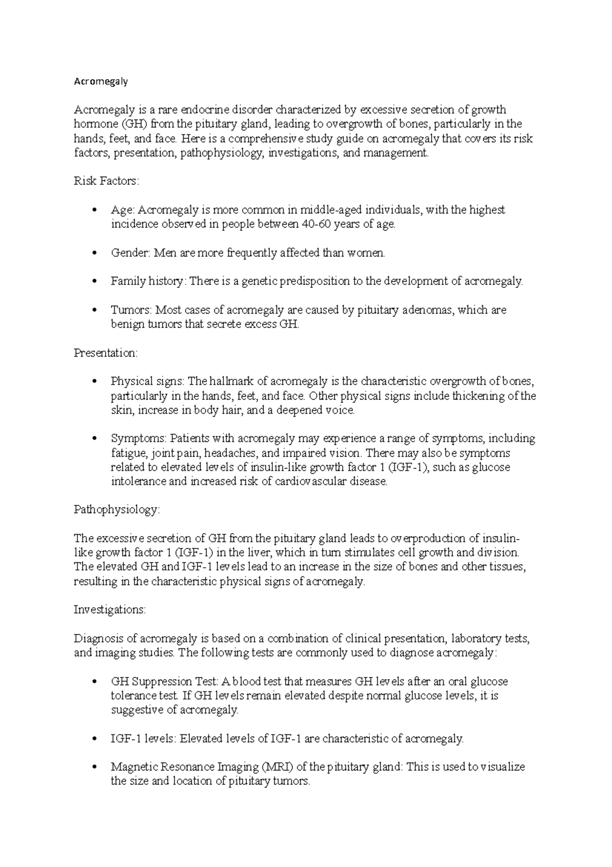 Acromegaly - level b pathologies in endocrinology for fourth year exams ...