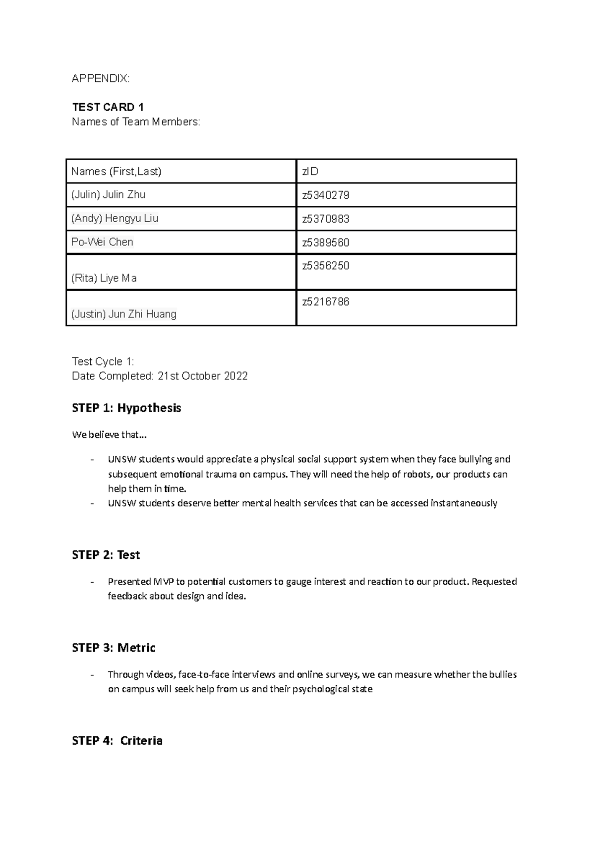 Test Card 1 Team Carbon - One of the two test cards you need to do for ...
