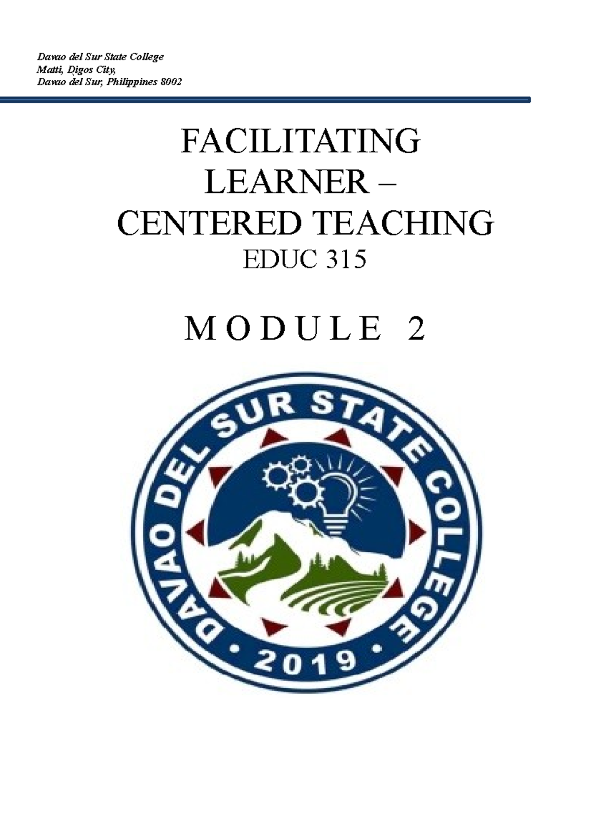Facilitating learning module 2 lesson 1 2 - ####### ` Davao del Sur ...