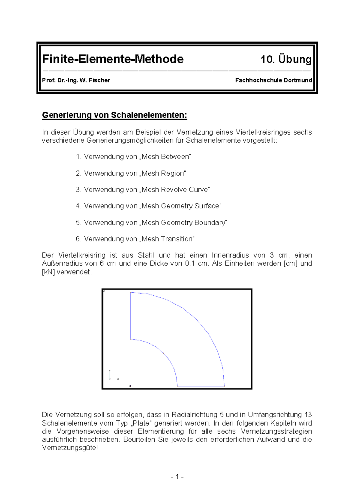 Finite Elemente Methode - Übungsaufgabe 10 - Finite-Elemente-Methode 10 ...