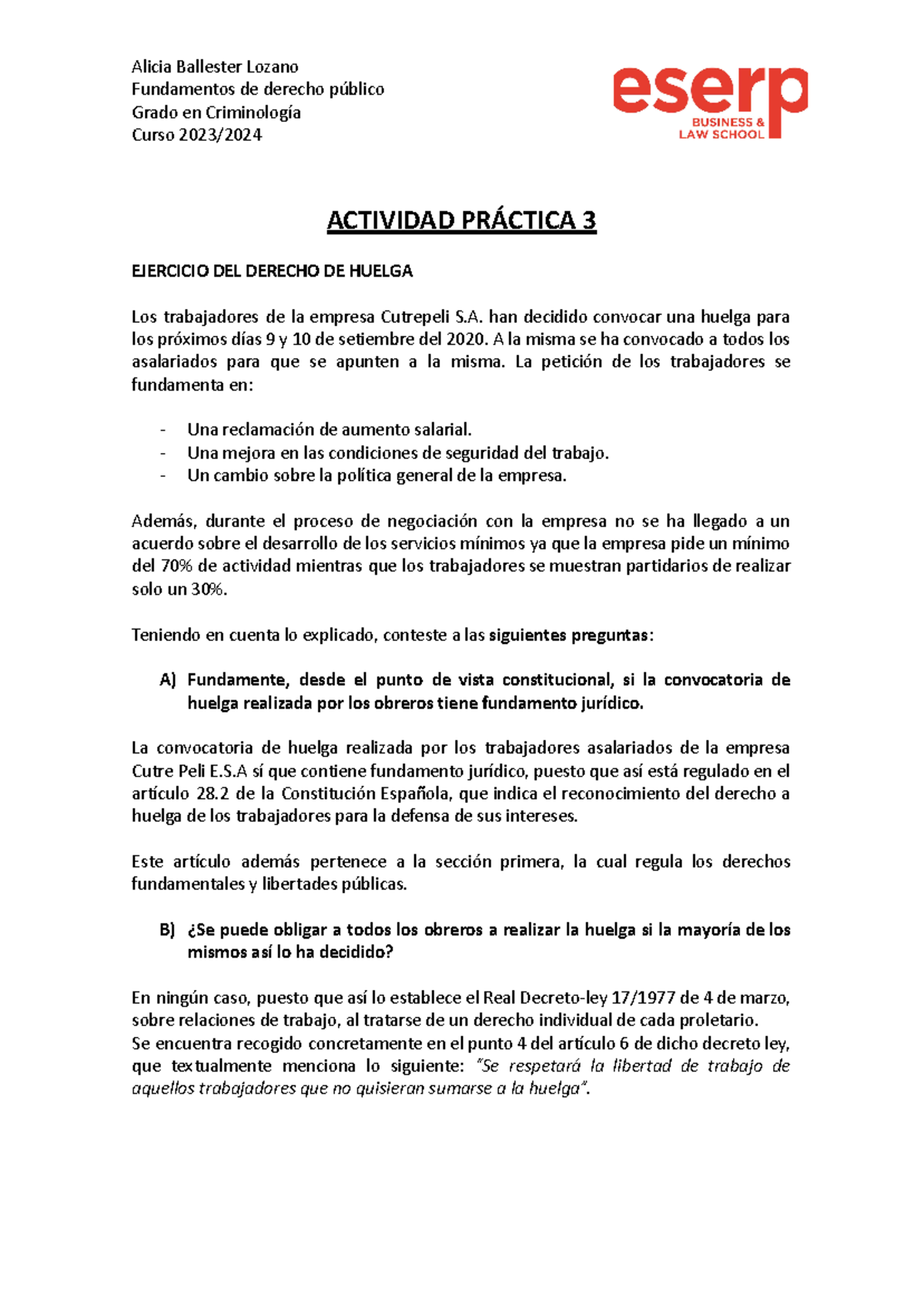 Actividad 3Crim - Alicia Ballester Lozano Fundamentos de derecho ...