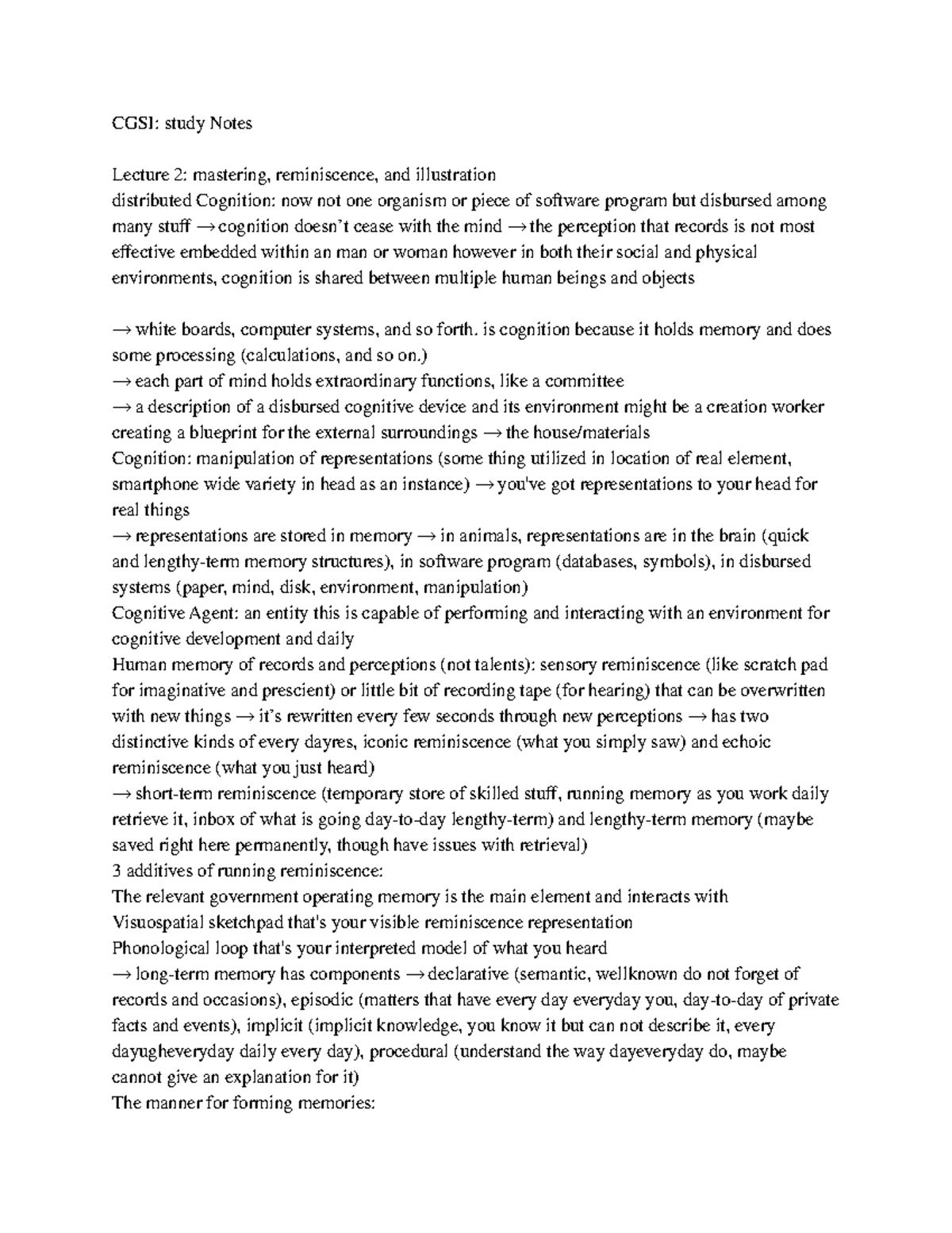 Cgsc 1001 Lecture Notes - CGSI: study Notes Lecture 2: mastering ...