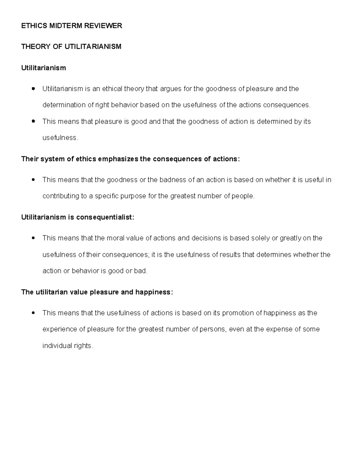 Ethics- Midterm- Reviewer - ETHICS MIDTERM REVIEWER THEORY OF ...