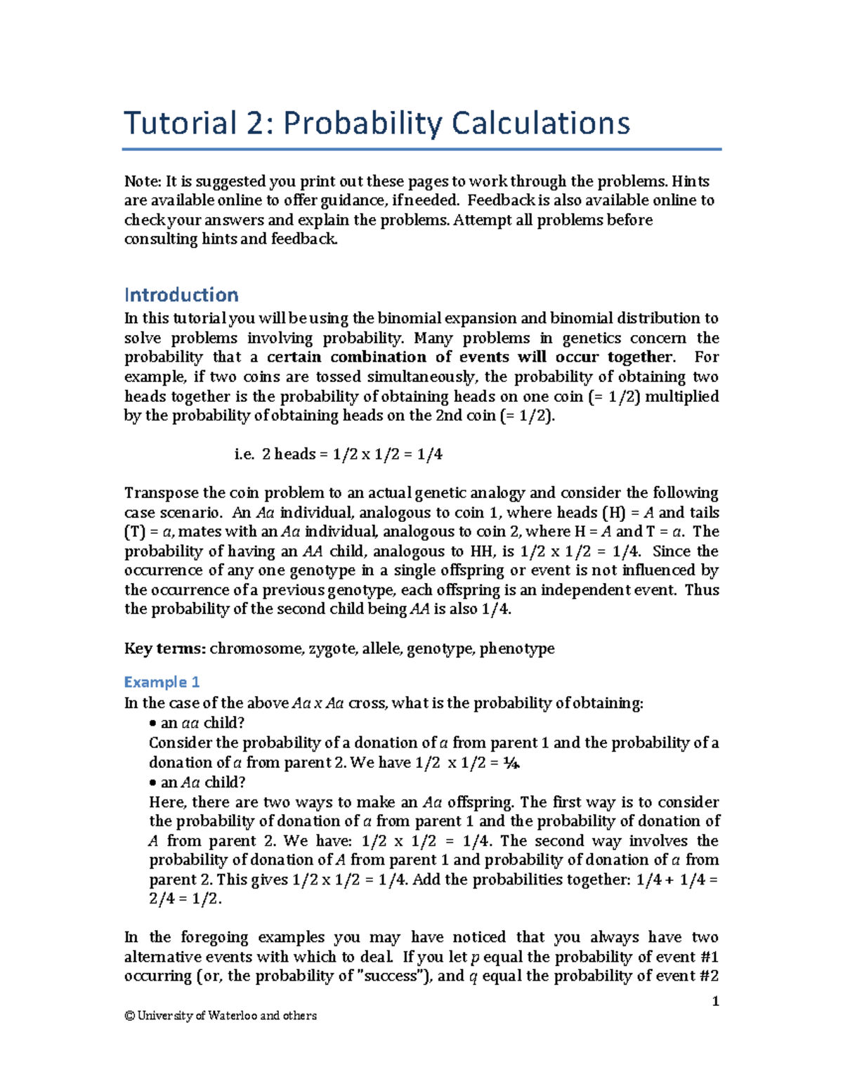 Tutorial-2-questions - 1 Tutorial 2: Probability Calculations Note: It ...