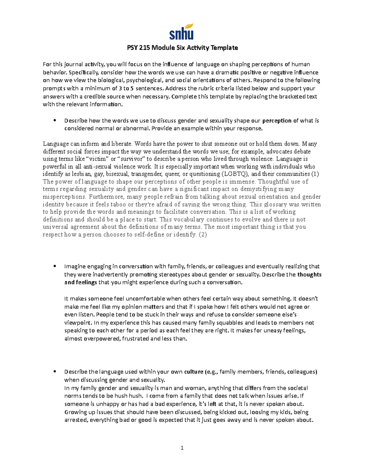 Week 6 journal - HSE320 - SNHU - Studocu