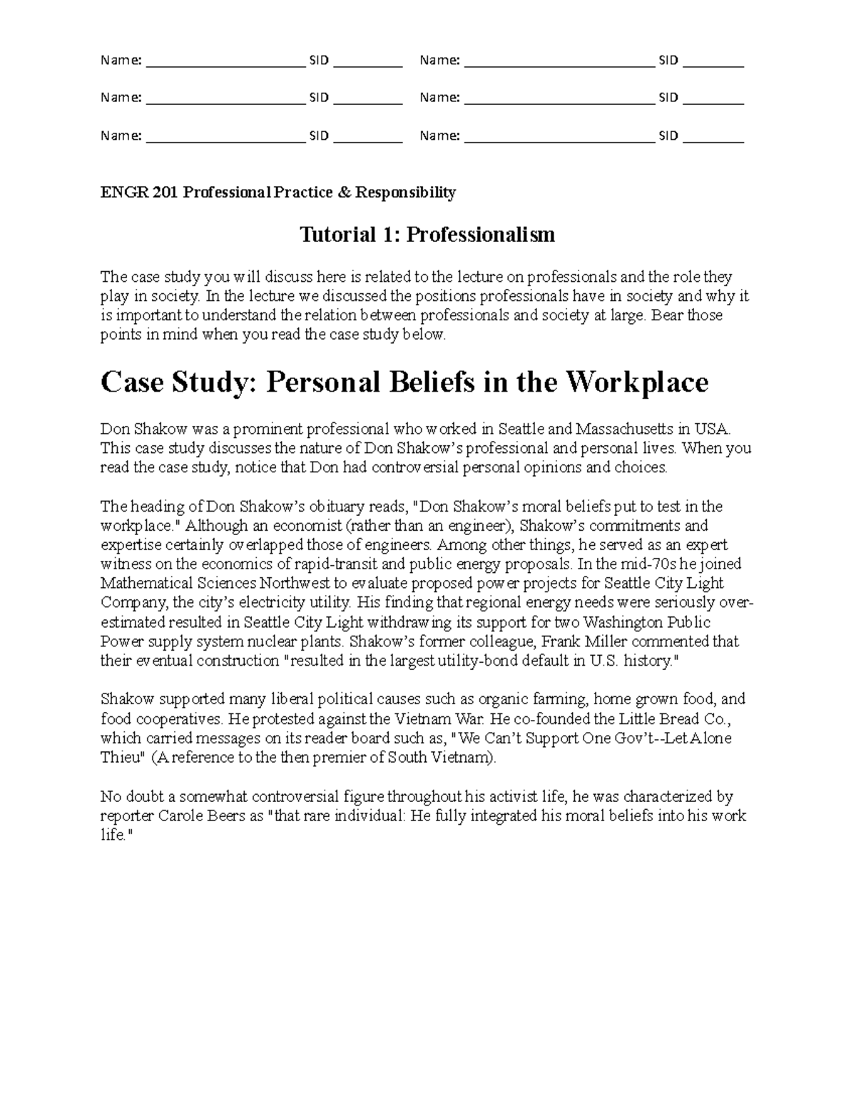 Tutorial 01 - Name: _____________________ SID _________ Name ...