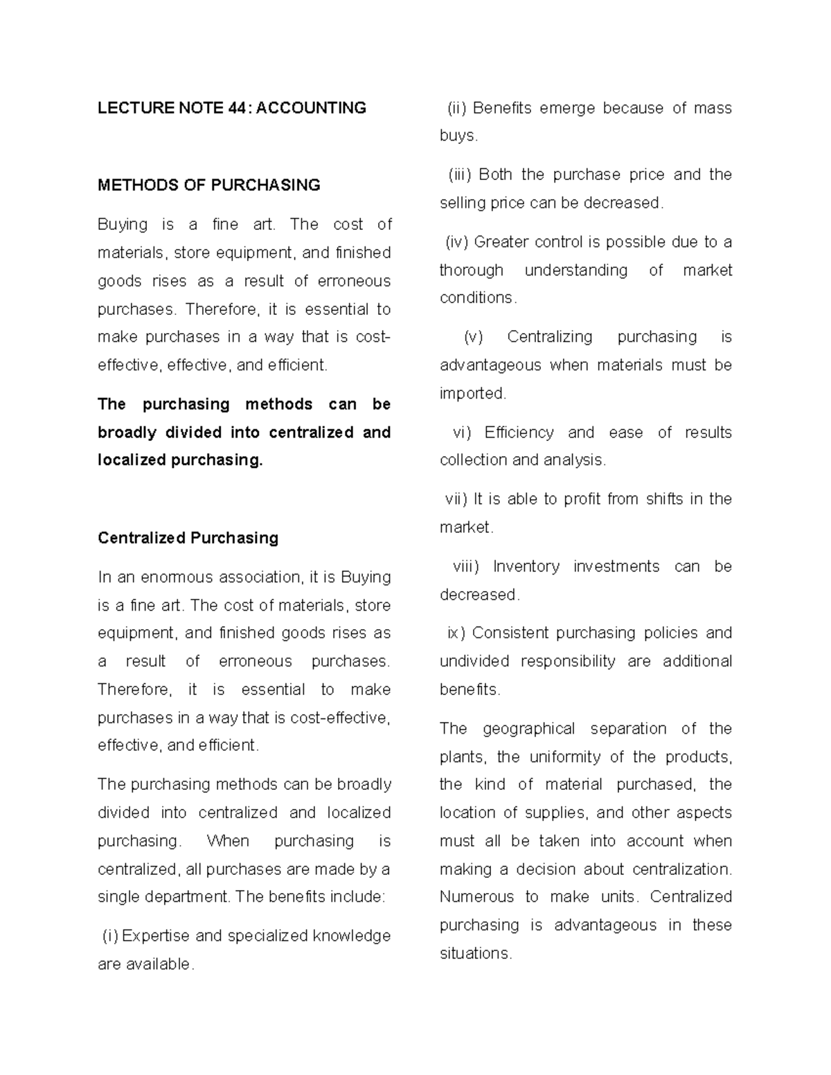 Lecture Note 44 Accounting - LECTURE NOTE 44: ACCOUNTING METHODS OF ...
