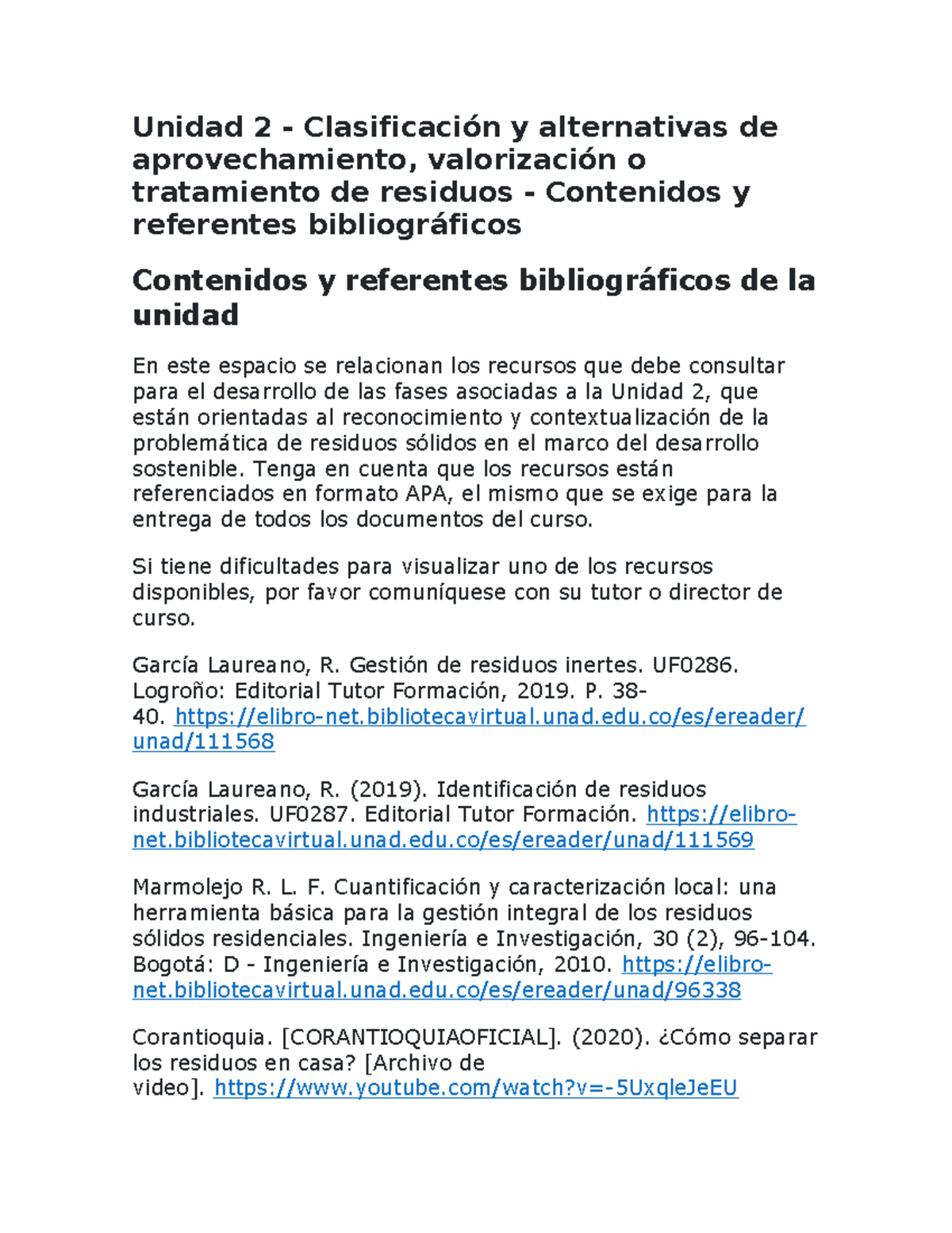 Unidad 2 - njnjn - Unidad 2 - Clasificación y alternativas de ...