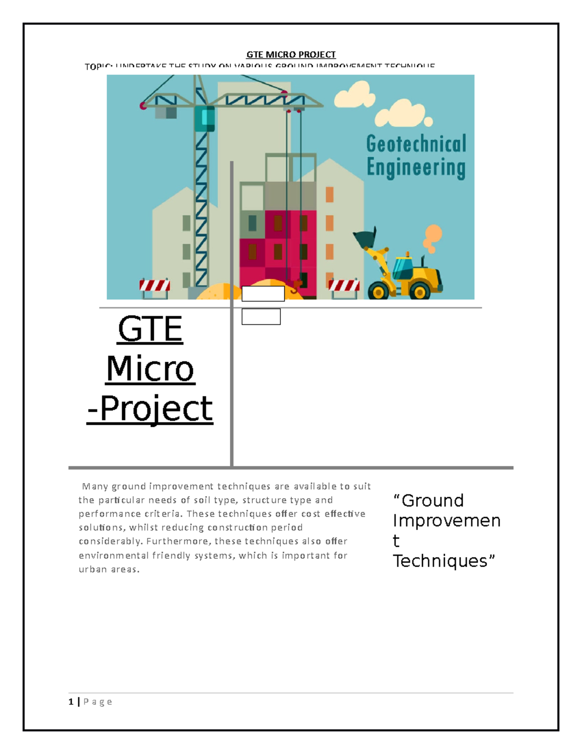 GTE Micro Project - hkldxgkl;ehlhnl - GTE MICRO PROJECT TOPIC: UNDERTAKE THE STUDY ON VARIOUS ...