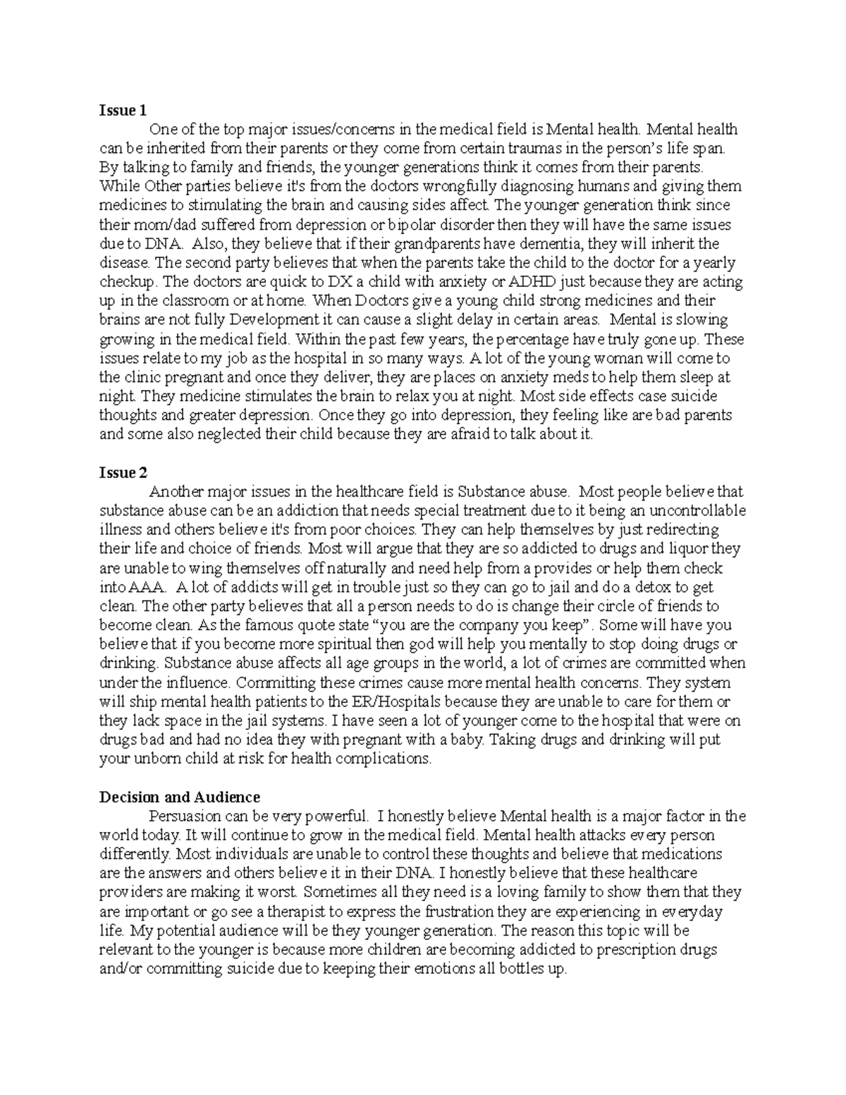 Week 1 Sample Journal - Week one project - Issue 1 One of the top major ...